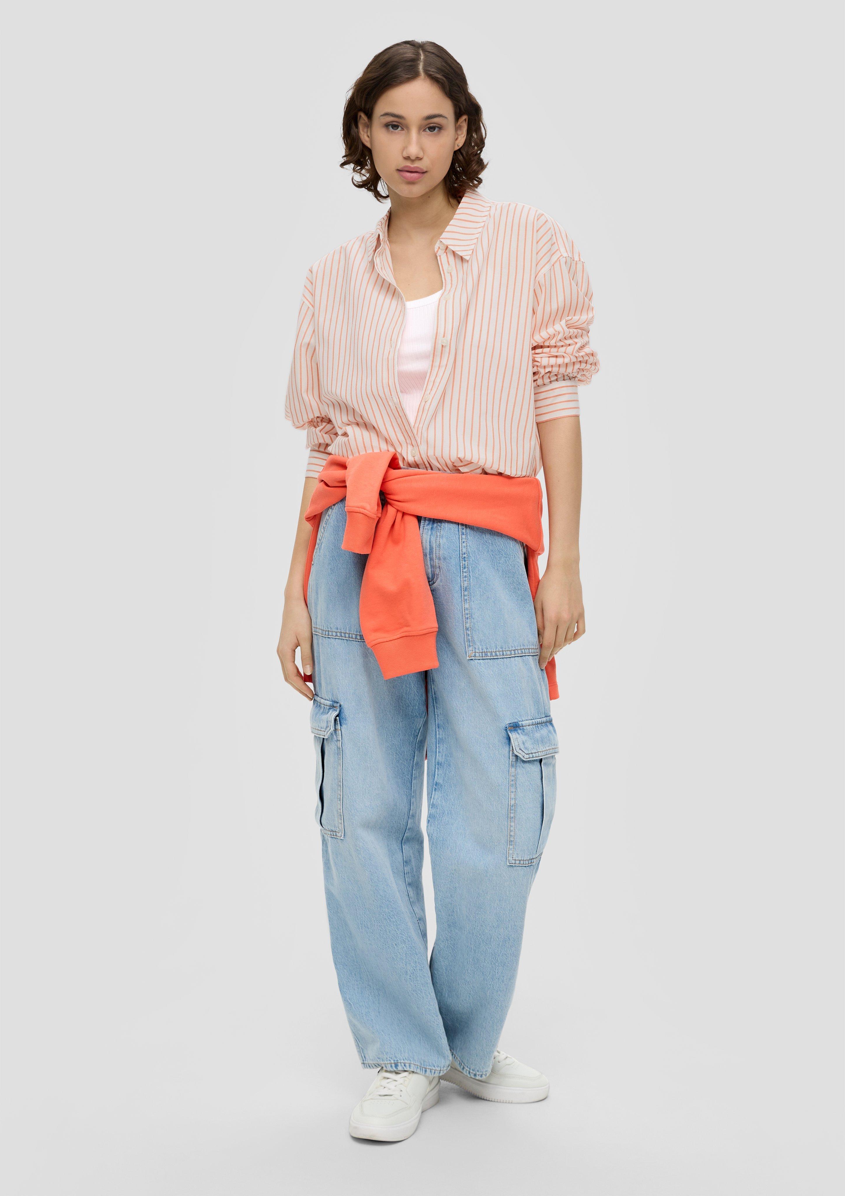 Shirt with an elongated back hem - orange | s.Oliver