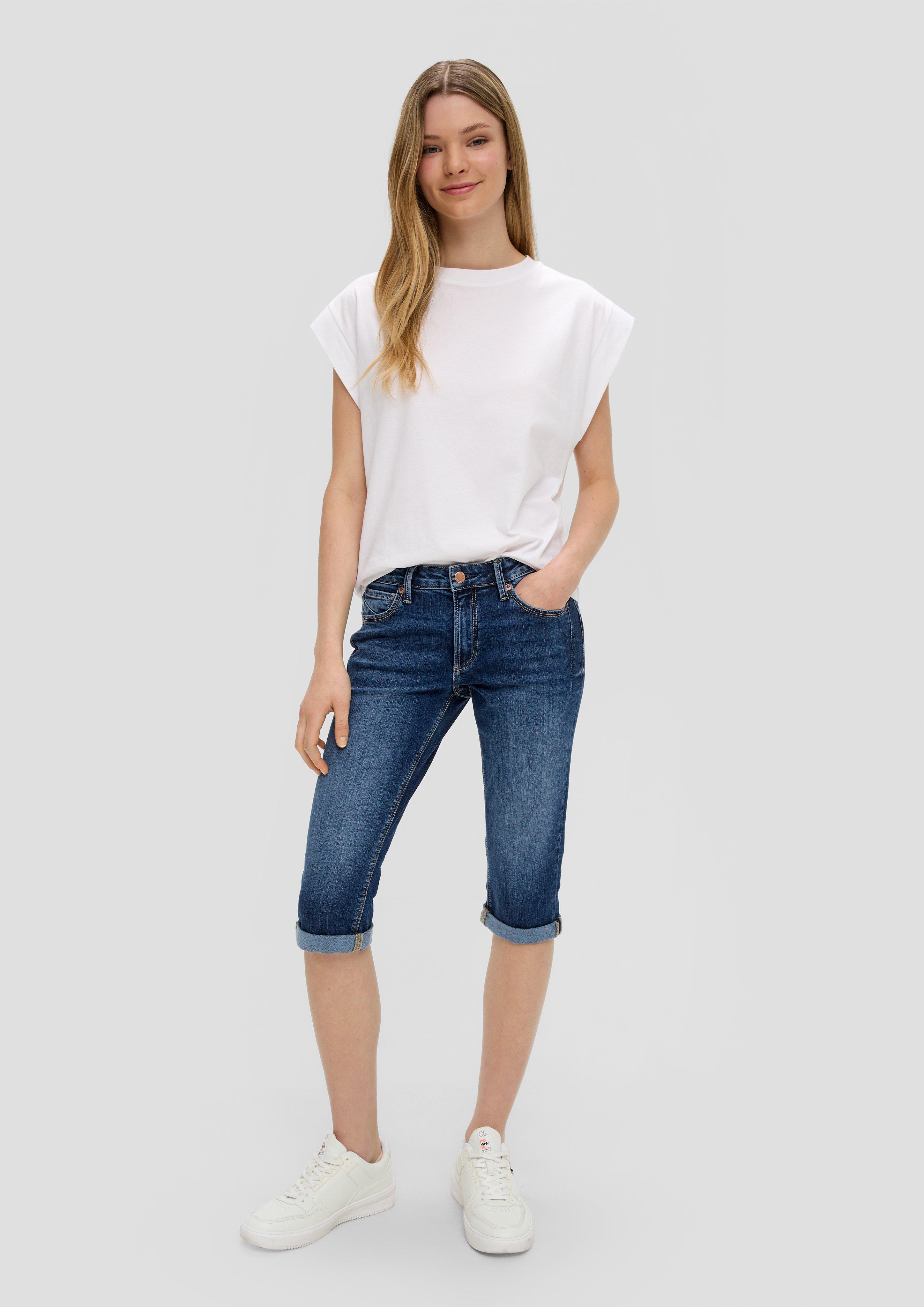 Catie denim capris / slim fit / mid rise / slim leg - dark blue | s.Oliver