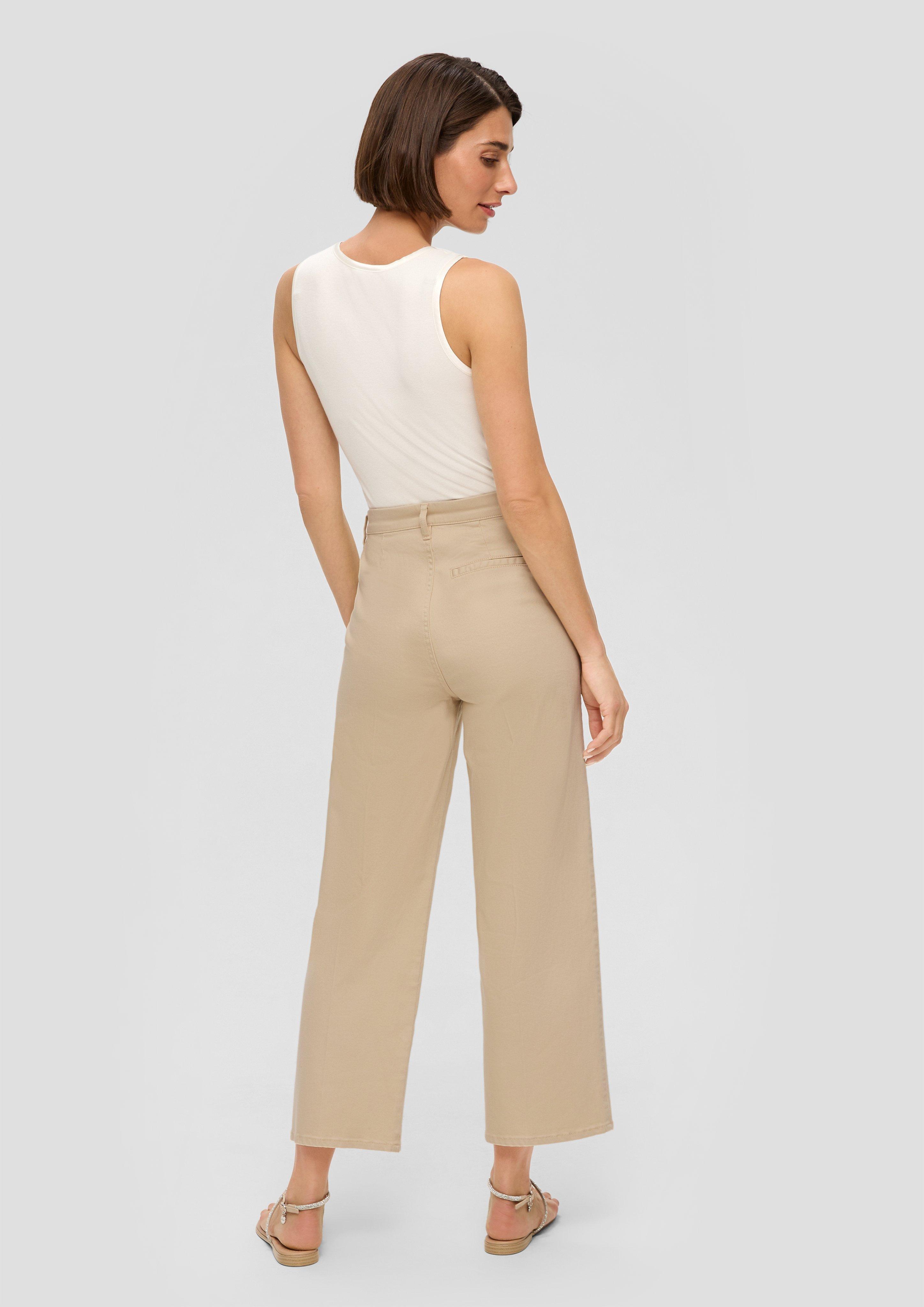 Cropped Suri jeans / regular fit / high rise / wide leg - beige | s.Oliver