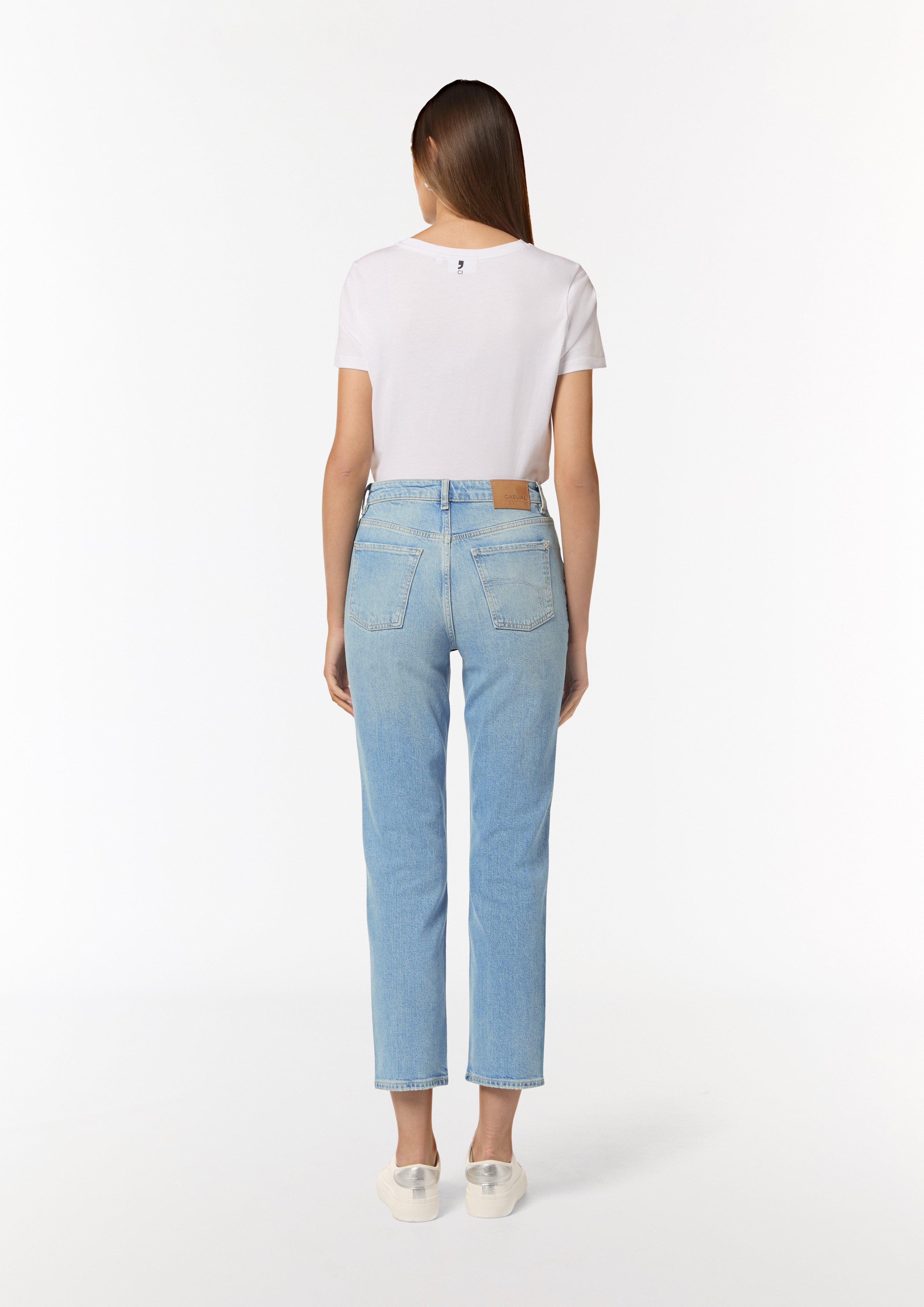 Garment-washed straight leg jeans - light blue | Comma