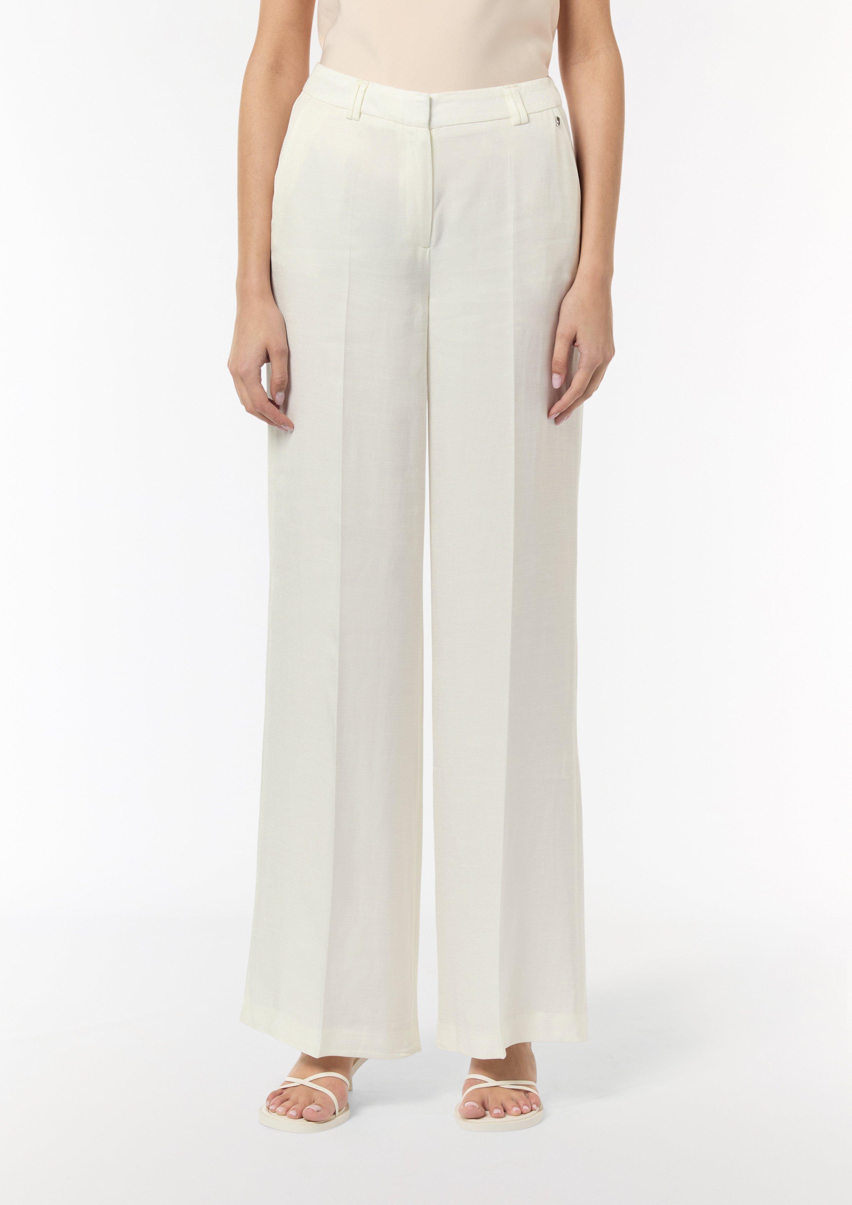 Wide leg trousers in a linen blend - white | Comma Wide leg trousers in a linen blend - white | Comma