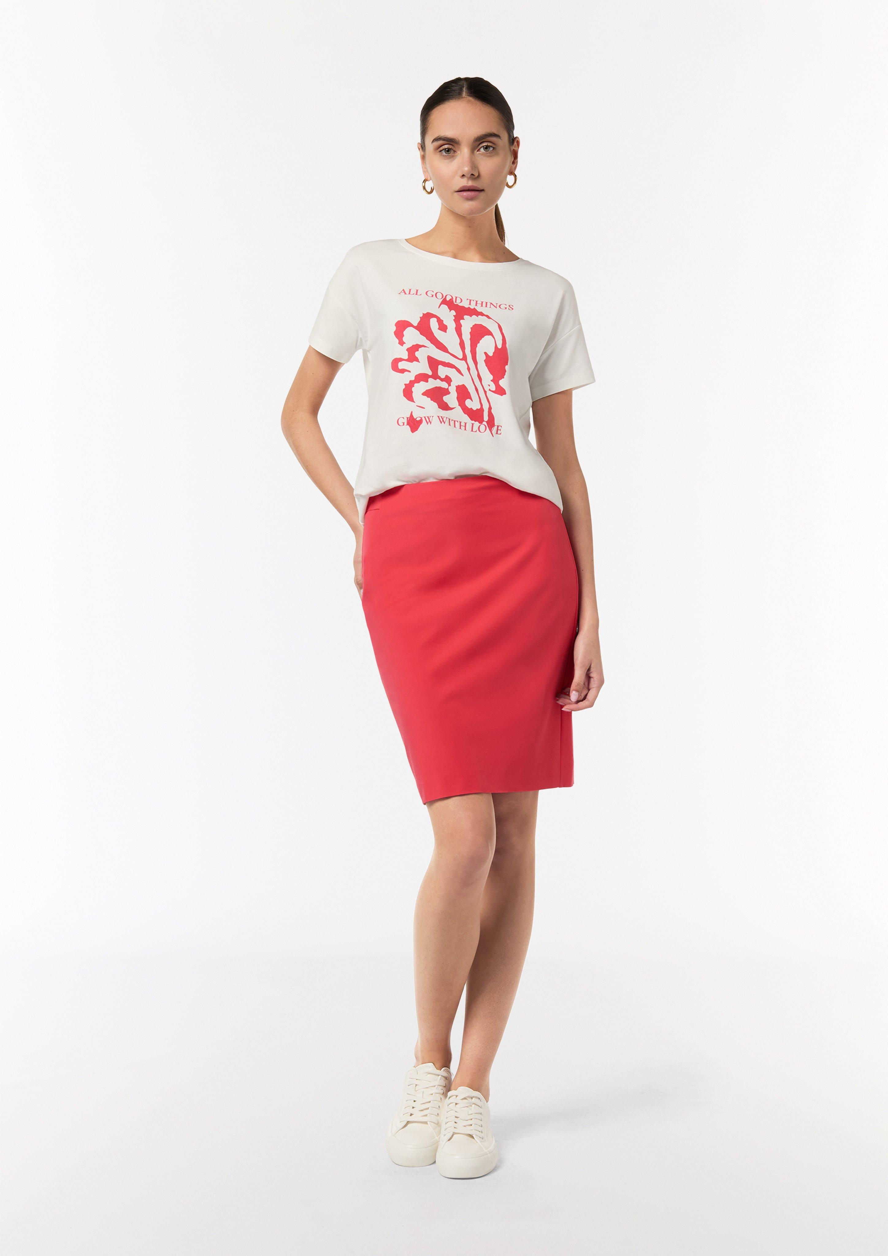 Stretch viscose blend pencil skirt - coral | Comma Stretch viscose blend pencil skirt - coral | Comma
