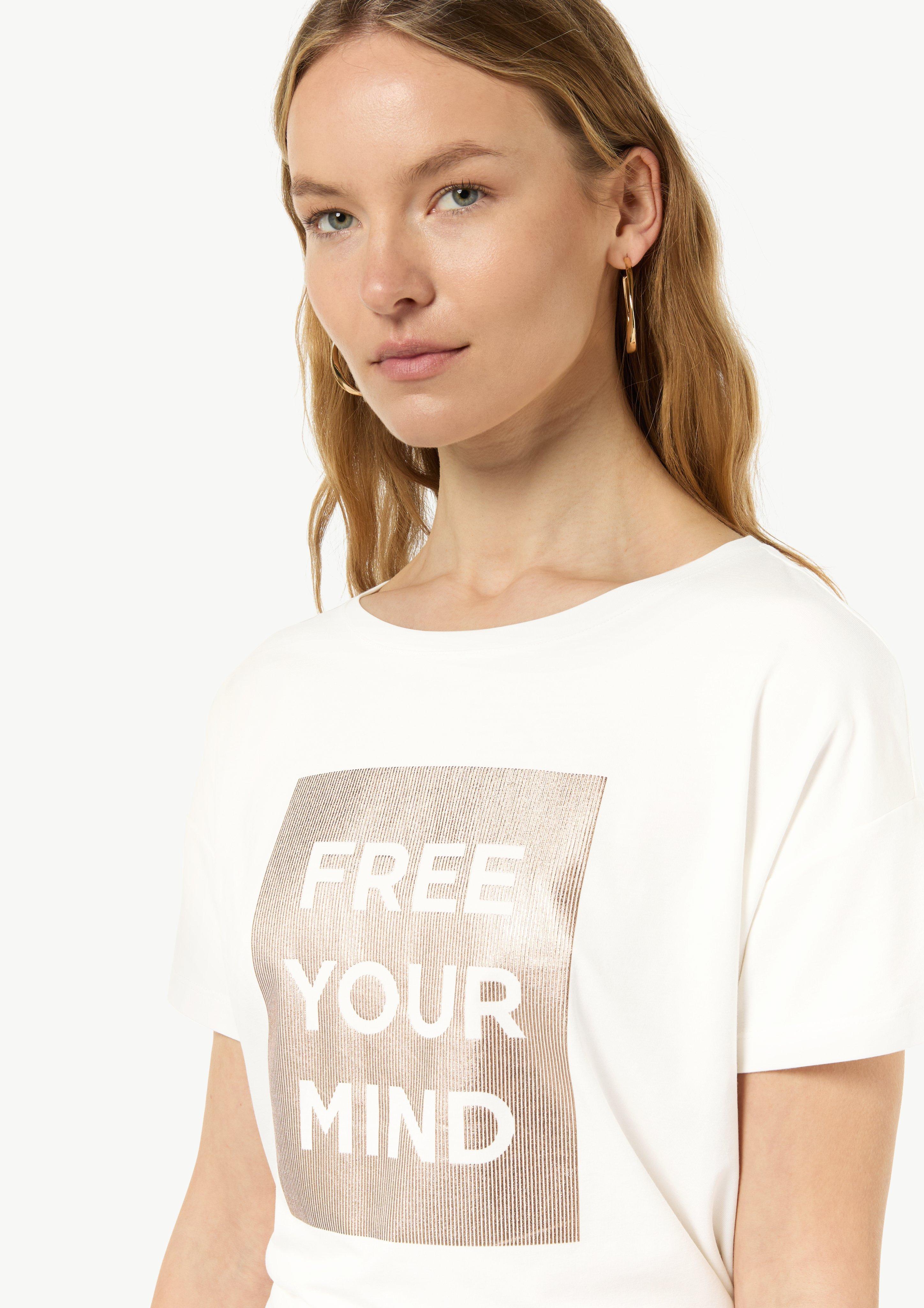 T-shirt with a front print in a boxy cut - white | Comma