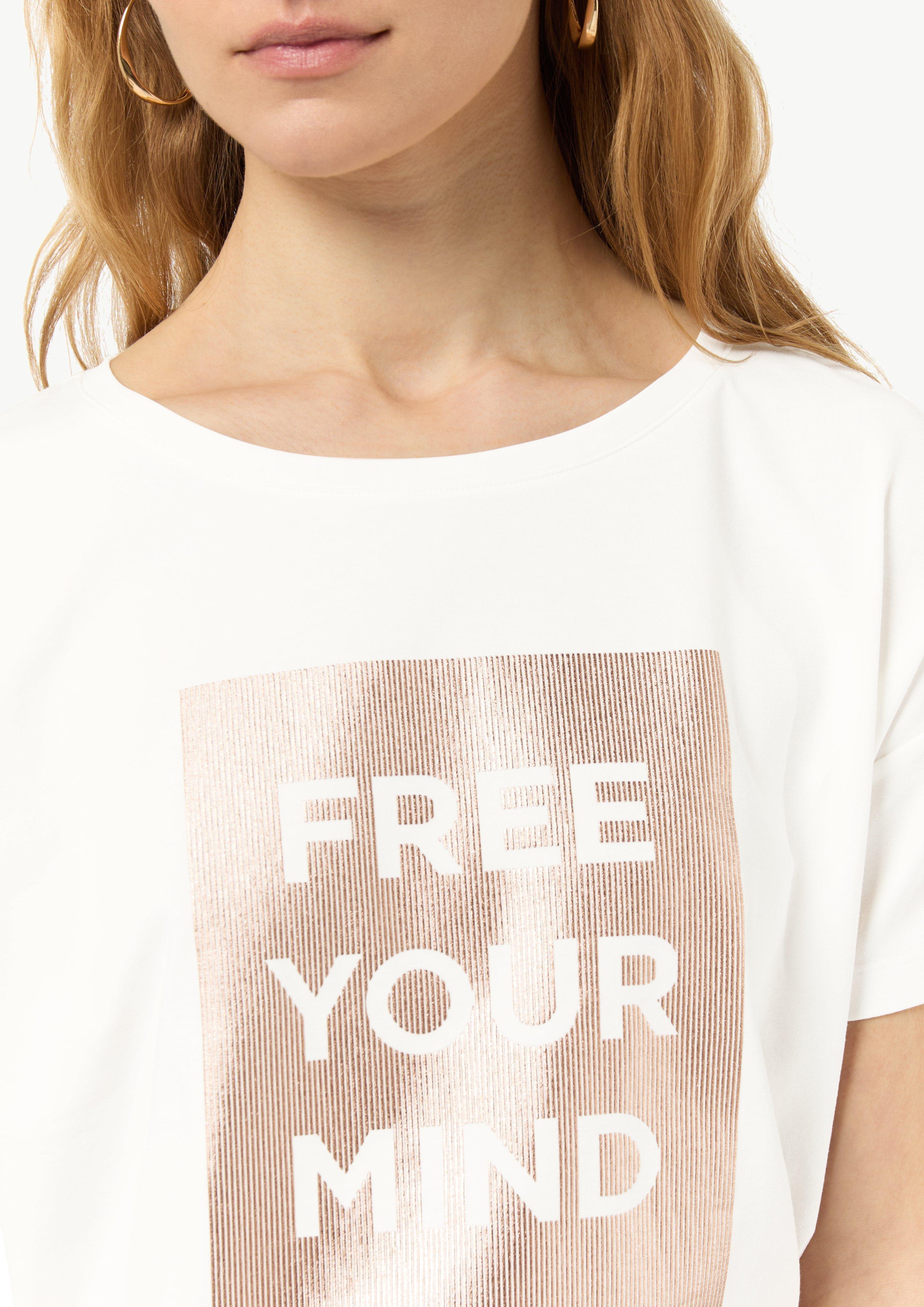 T-shirt with a front print in a boxy cut - white | Comma