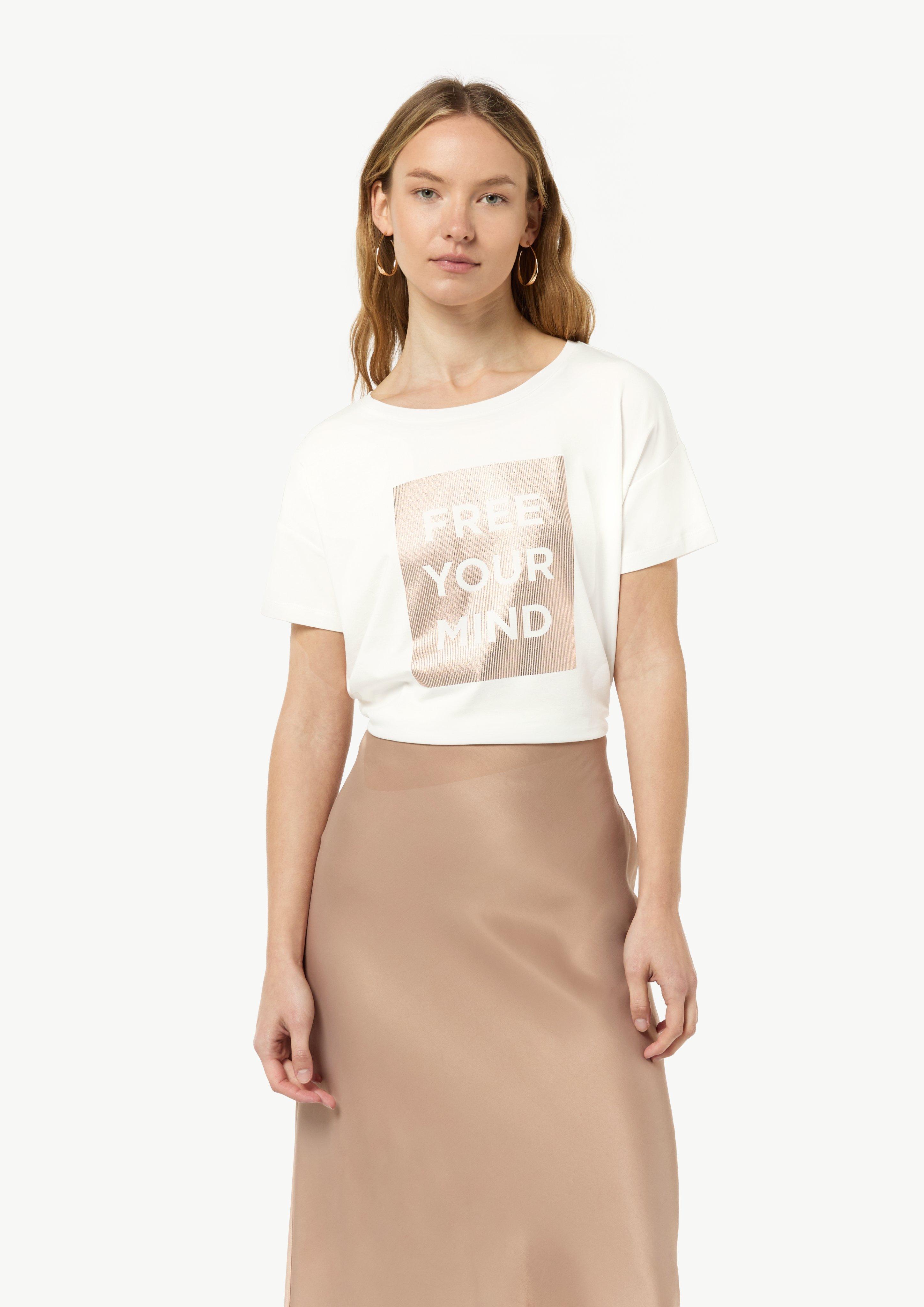 T-shirt with a front print in a boxy cut - white | Comma