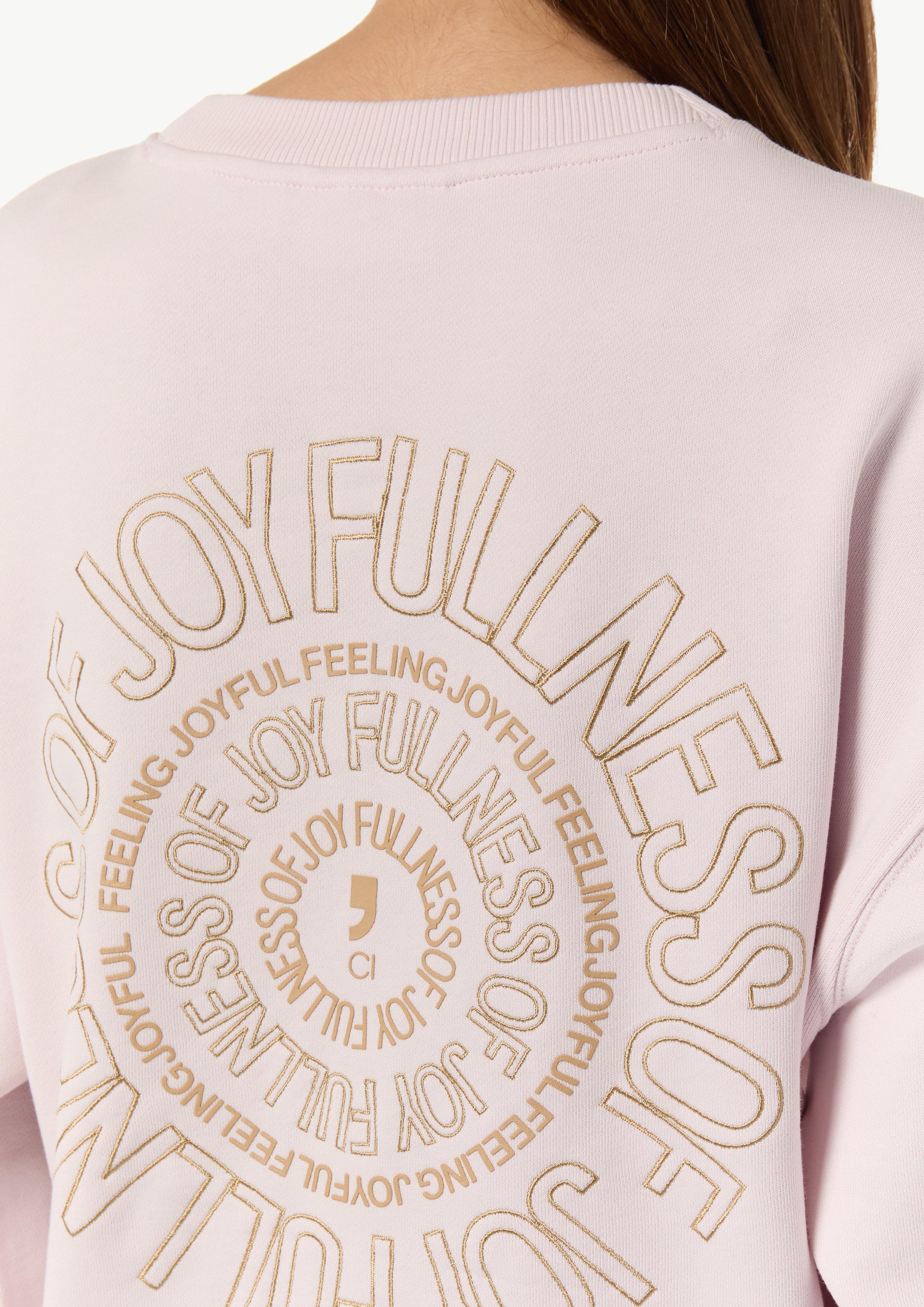 Sweatshirt with a statement print - pearl pink | Comma