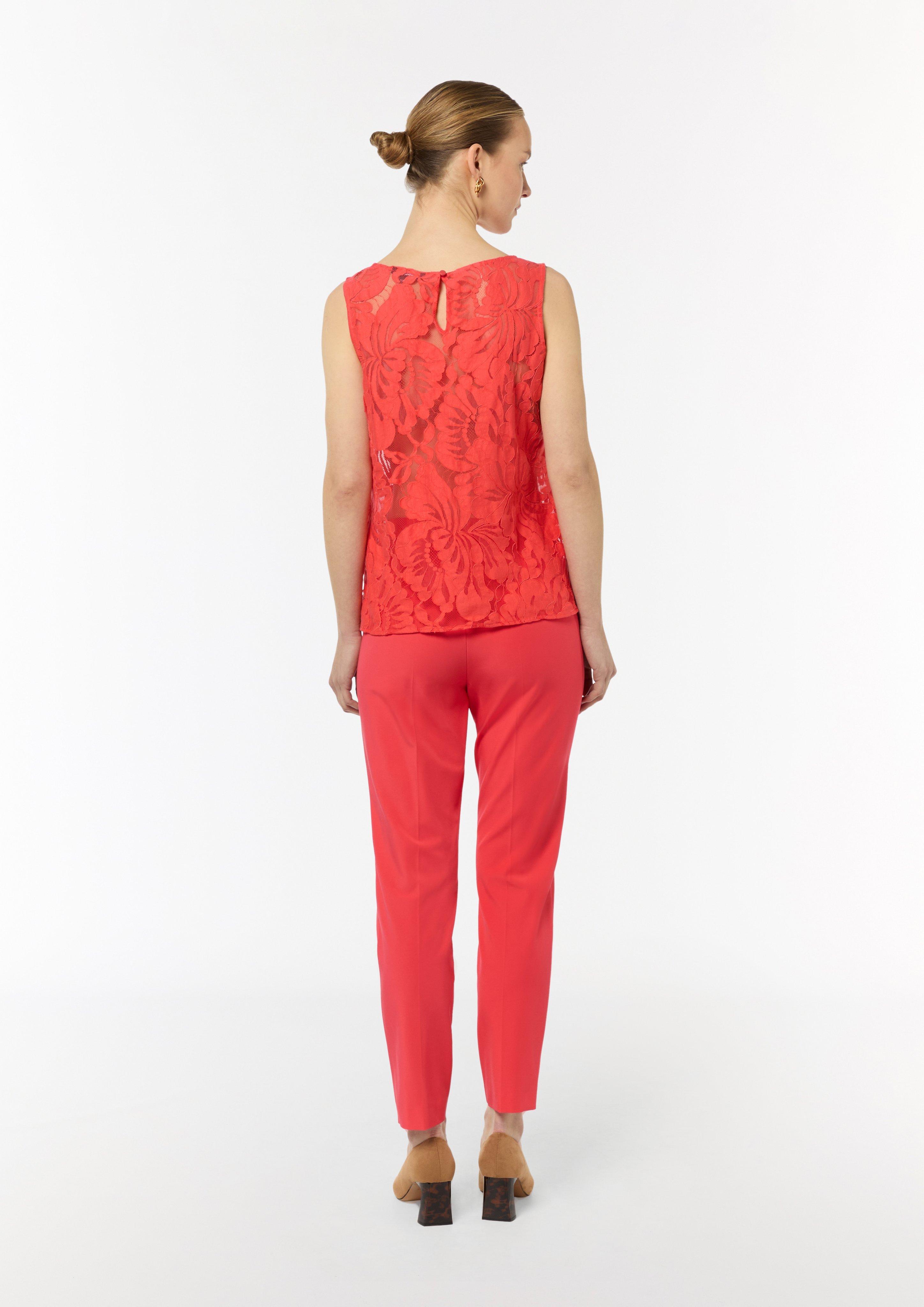 Cotton blend lace top - coral | Comma