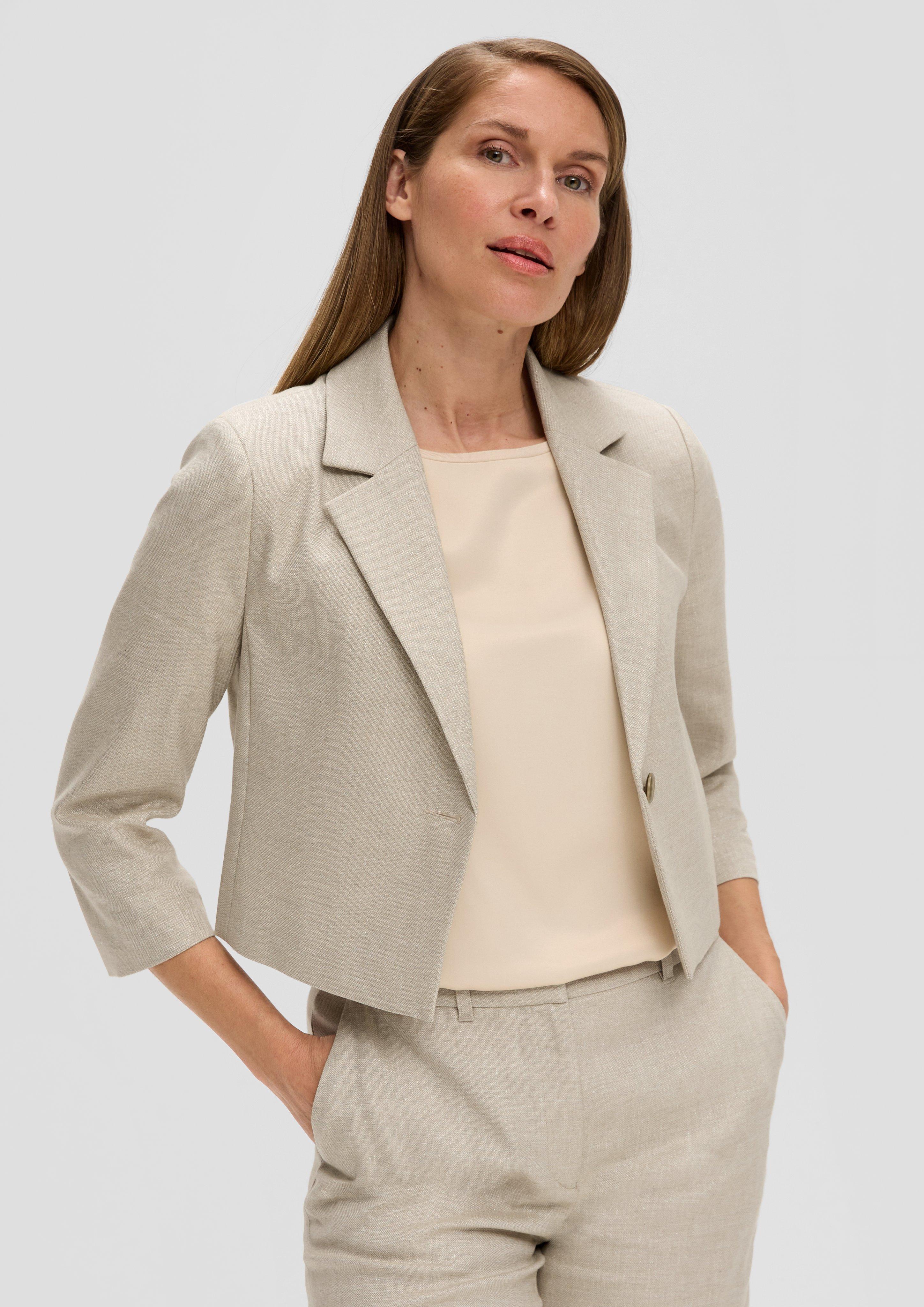 Short blazer in a linen blend with glitter yarn - beige | s.Oliver