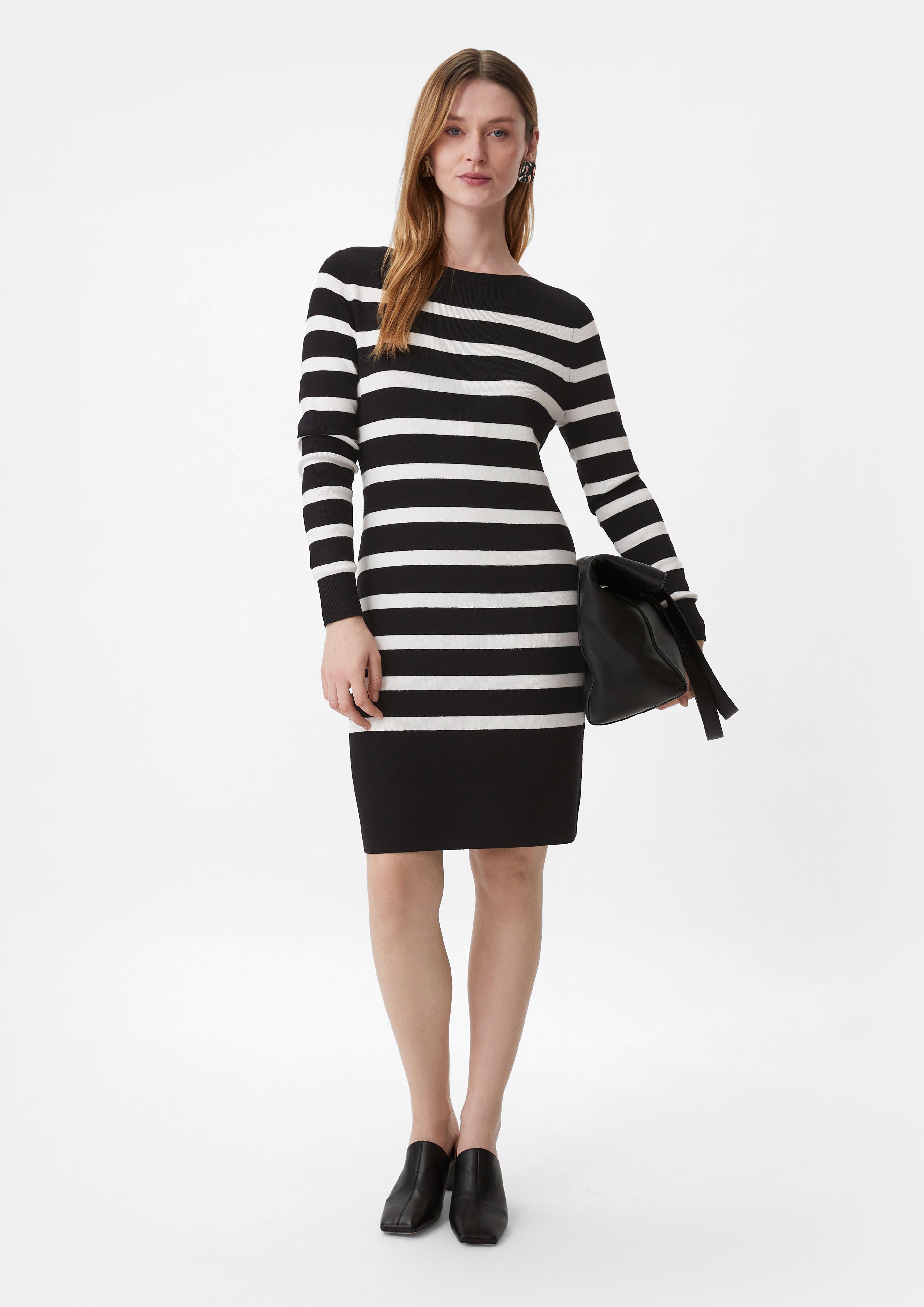 Striped fine knit dress - black | Comma