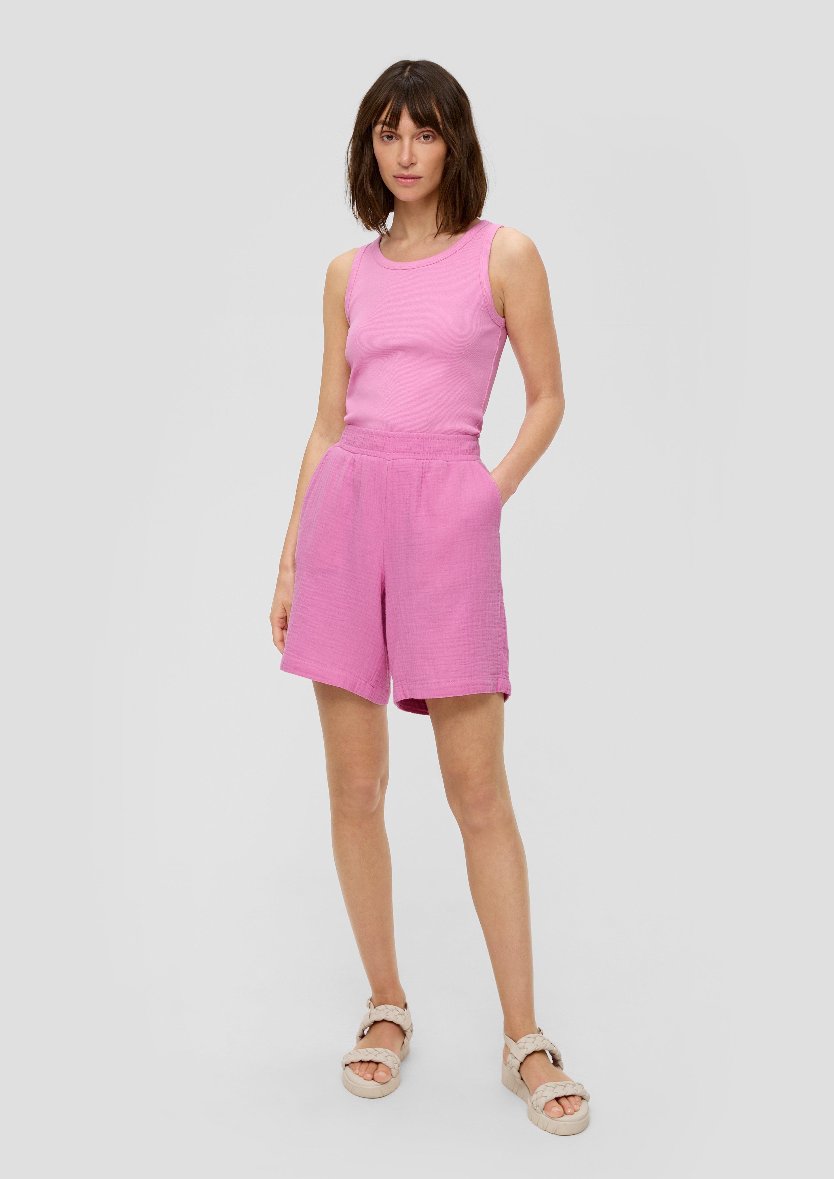 Cotton shorts with an elasticated waistband and patterned texture ...