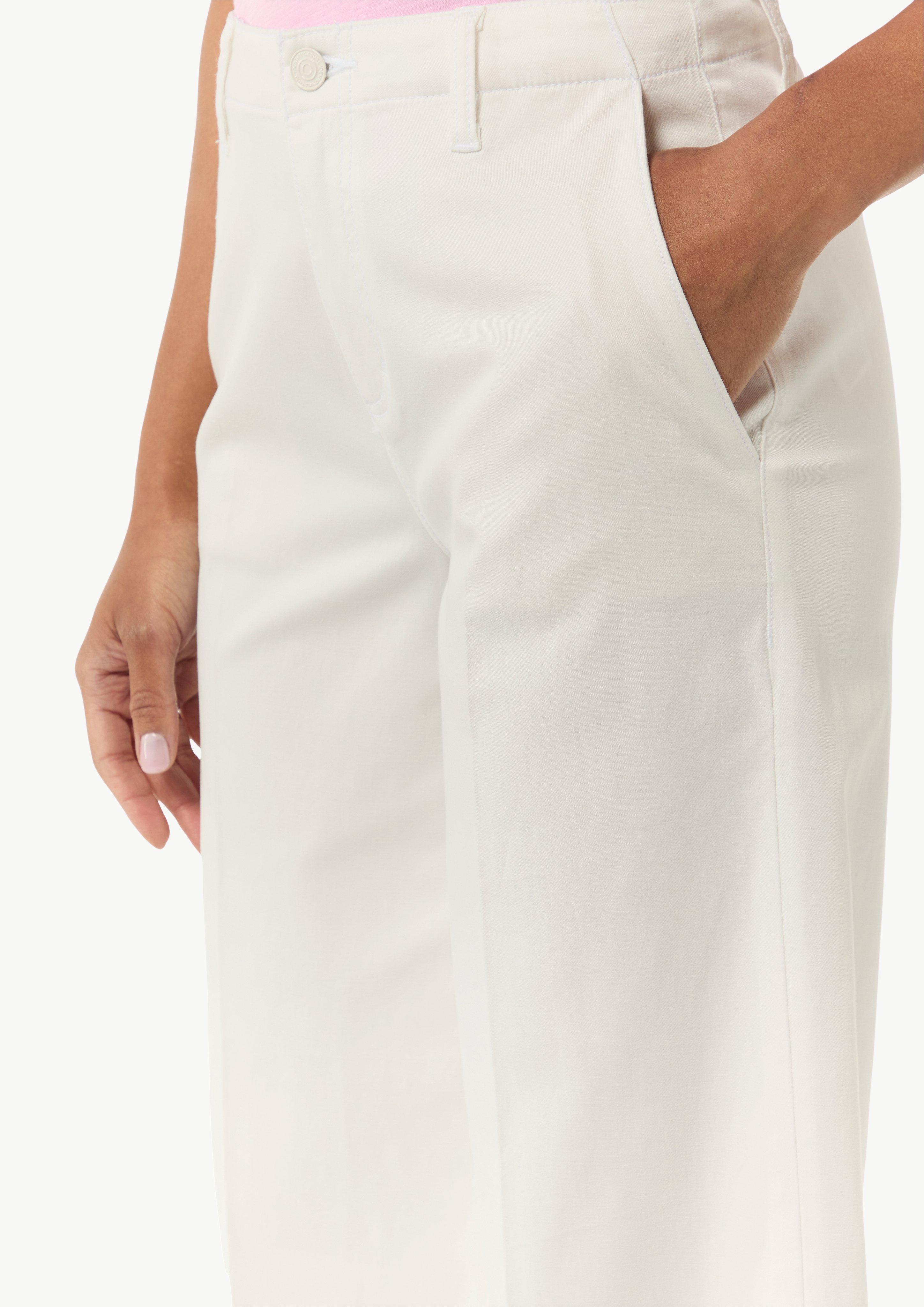 Garment-dyed denim culottes with a mock pocket - white | Comma