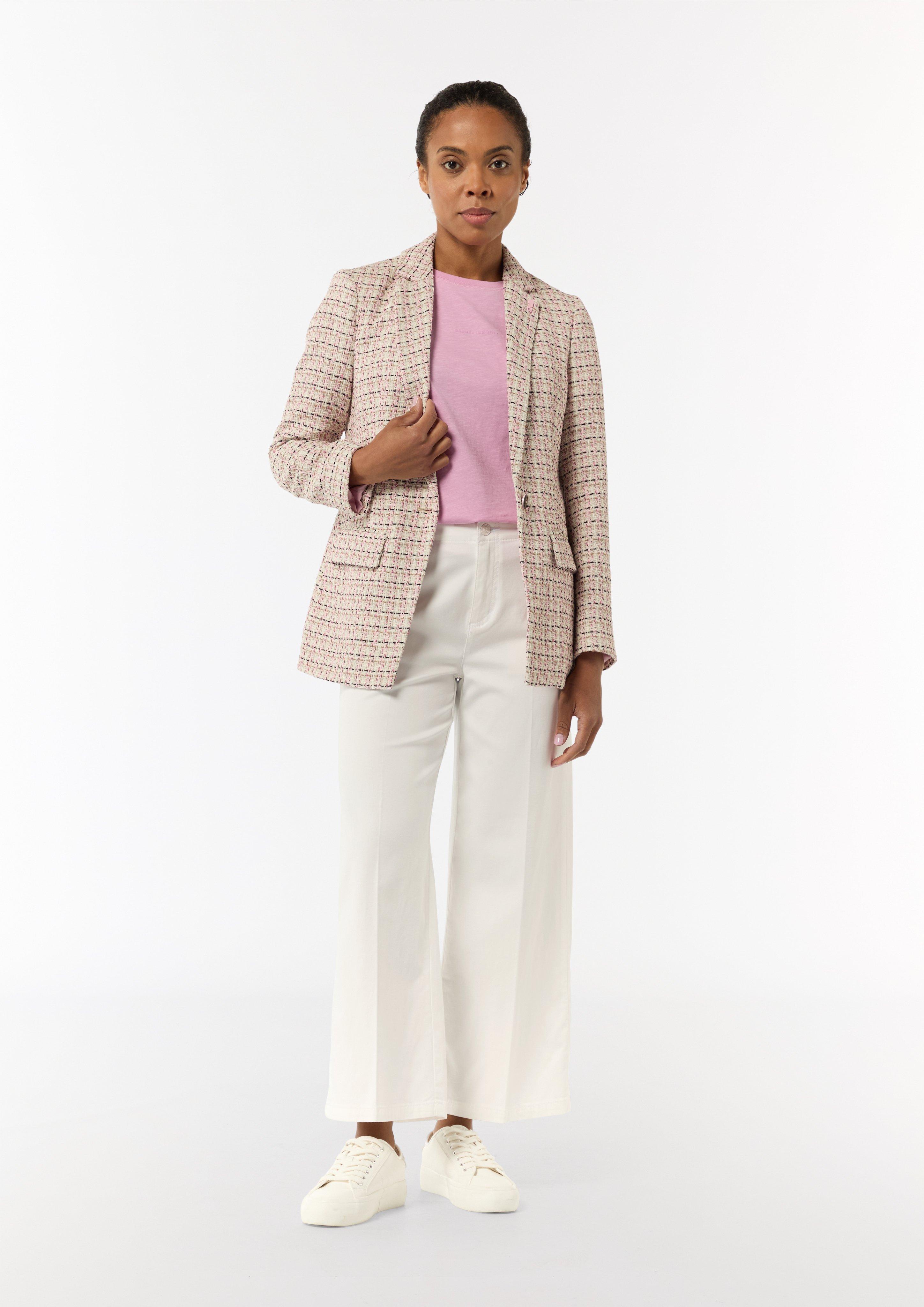 Garment-dyed denim culottes with a mock pocket - white | Comma