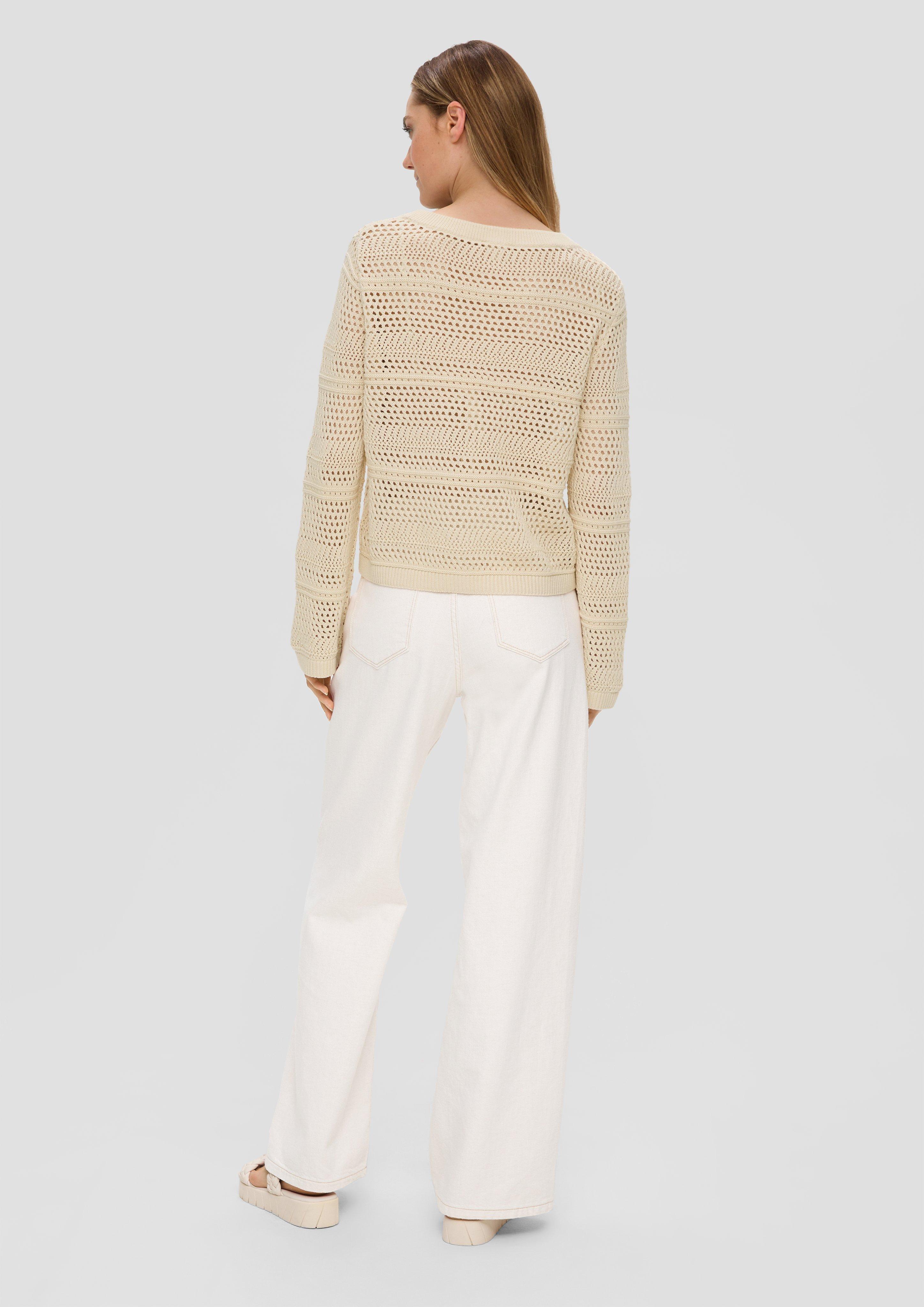 Jumper in a relaxed fit with an openwork pattern - beige | s.Oliver