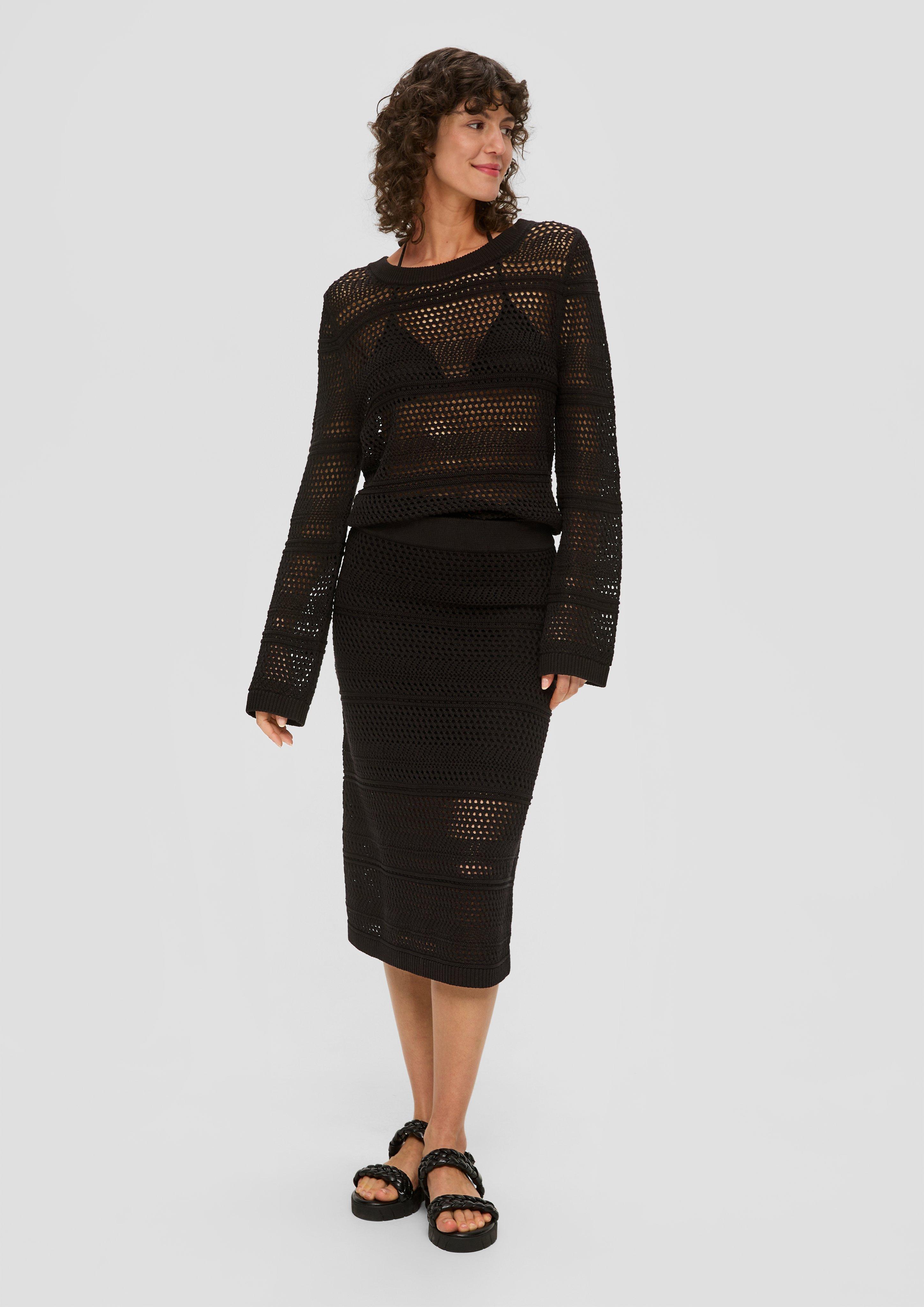 Mini-Rock mit Strickmuster - schwarz | s.Oliver