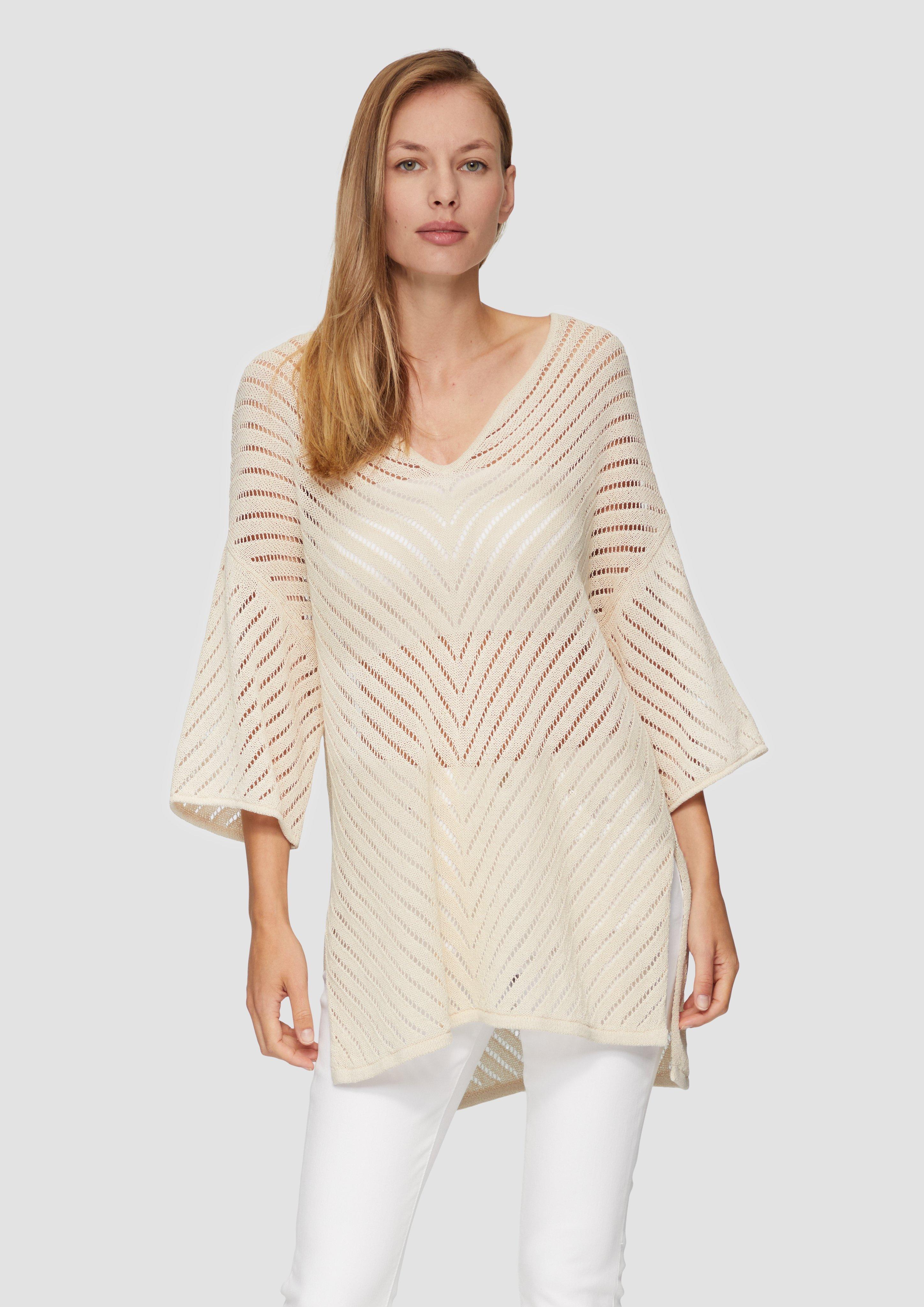 Knitted tunic with an openwork pattern - Beige | s.Oliver