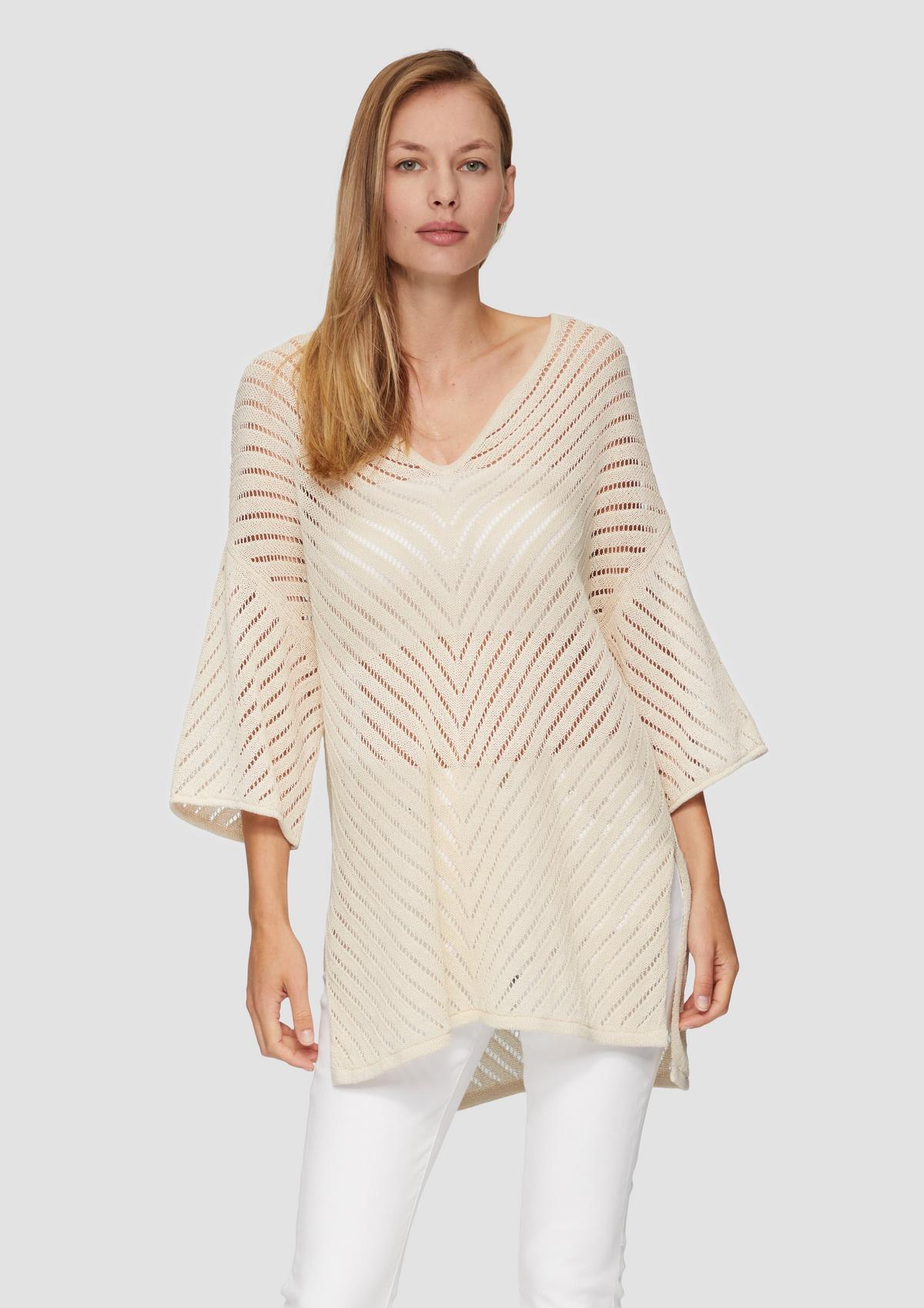 Knitted tunic with an openwork pattern - beige | s.Oliver