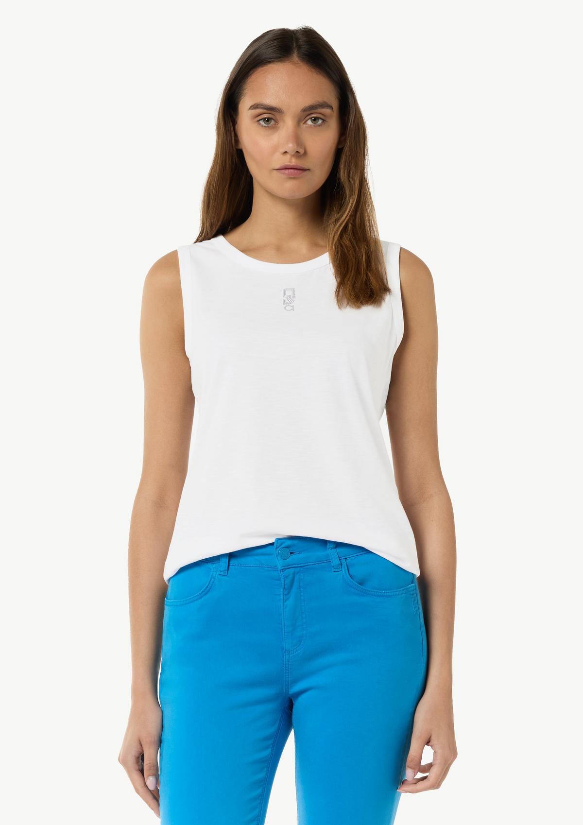 Jersey top with a logo print - white | Comma
