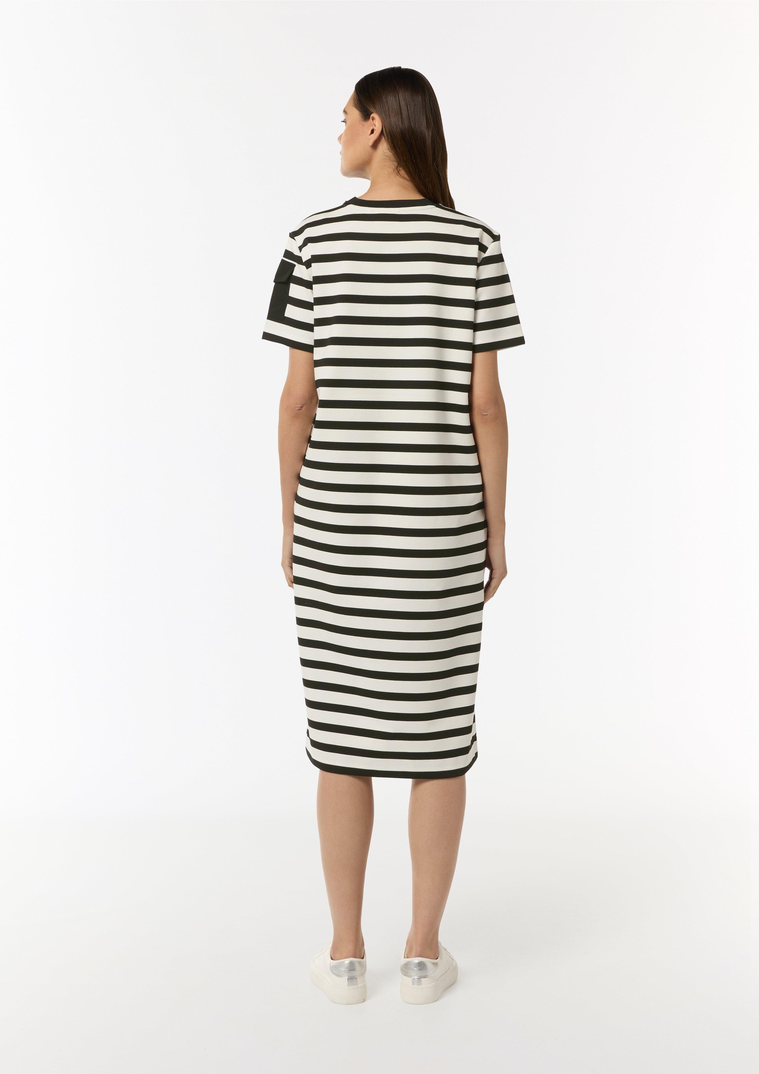 Midi dress with a striped pattern and foil print - black | Comma