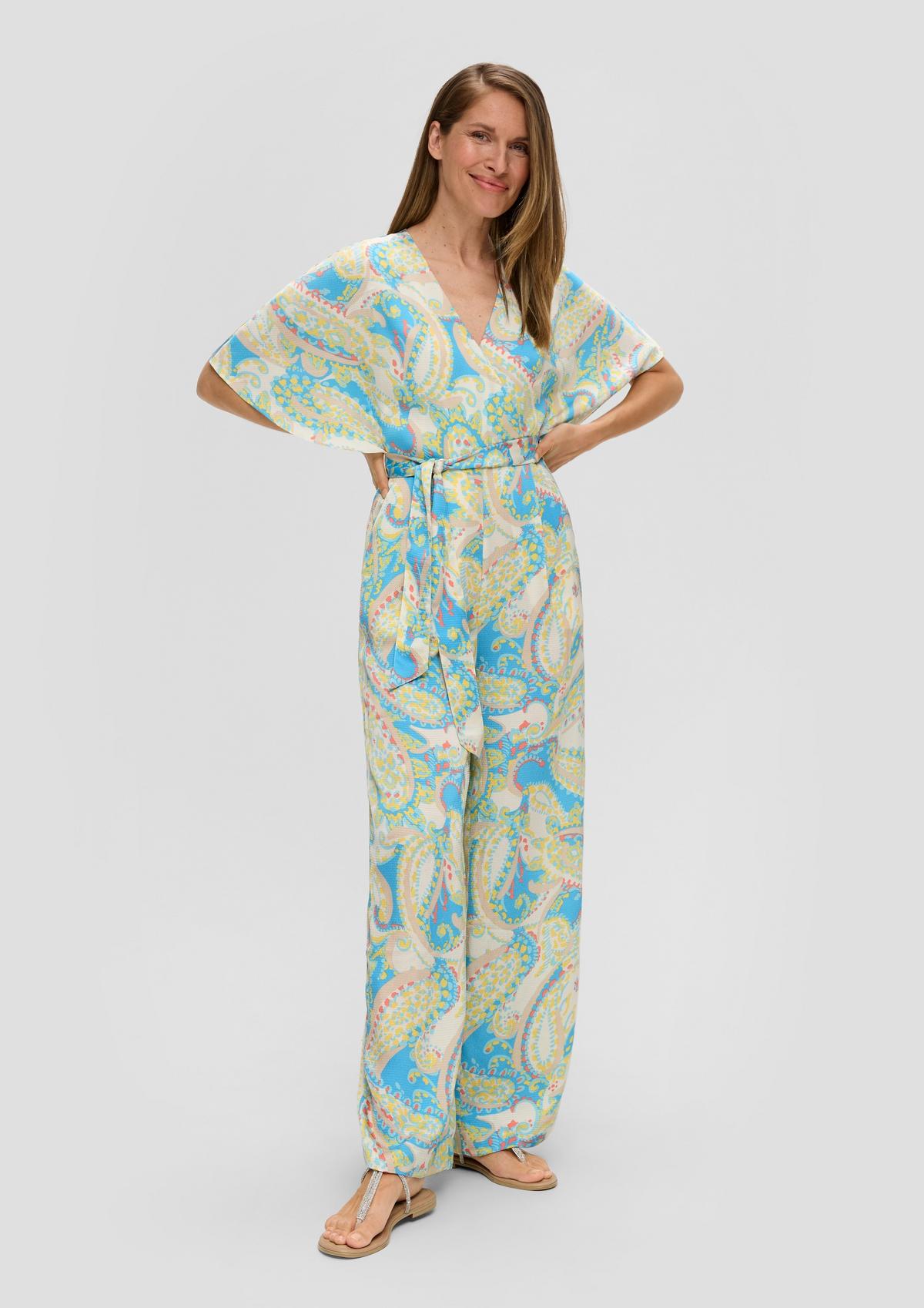 Satin jumpsuit with a wide leg - ecru | s.Oliver