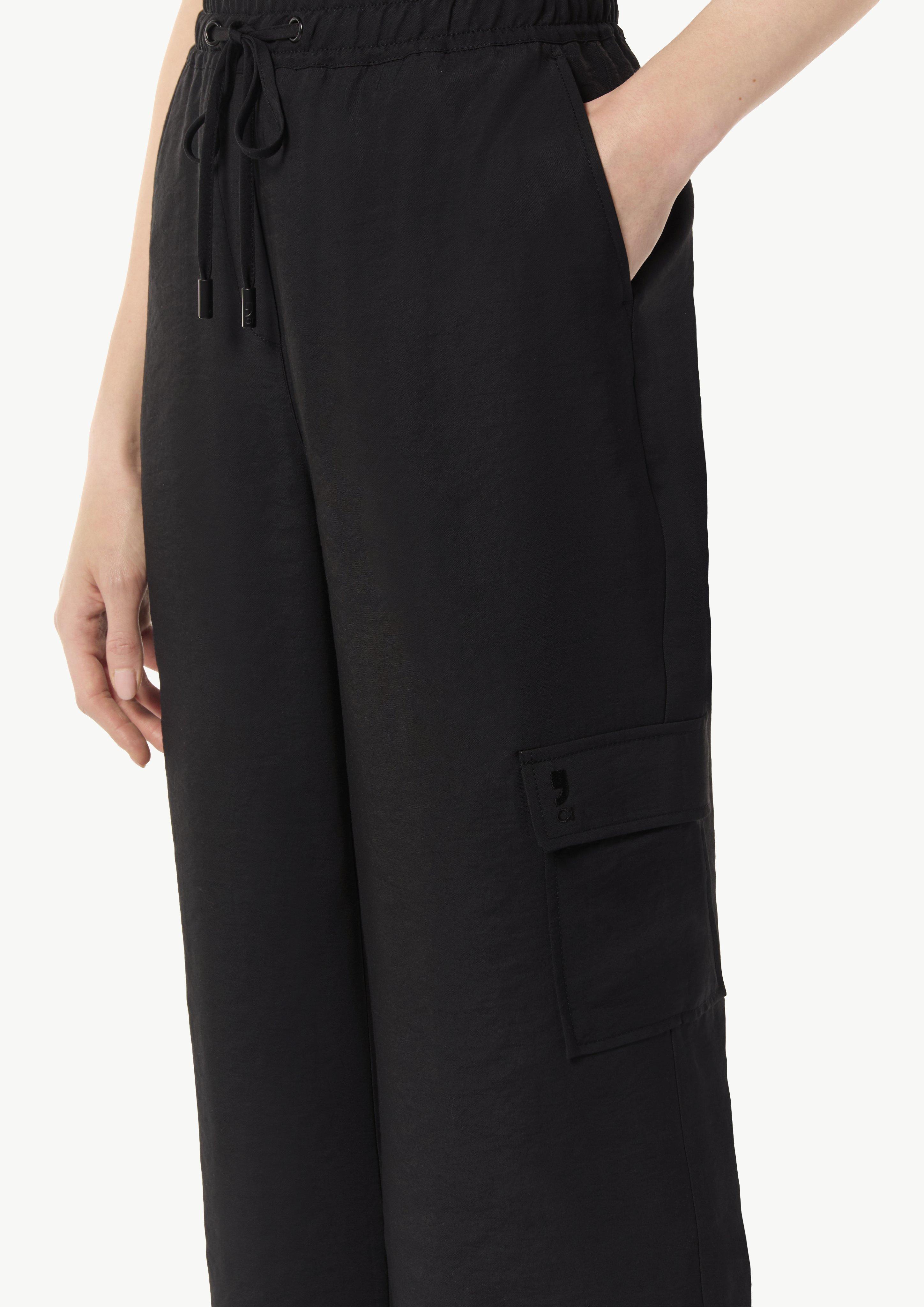 Wide-leg trousers with cargo pockets - black | Comma