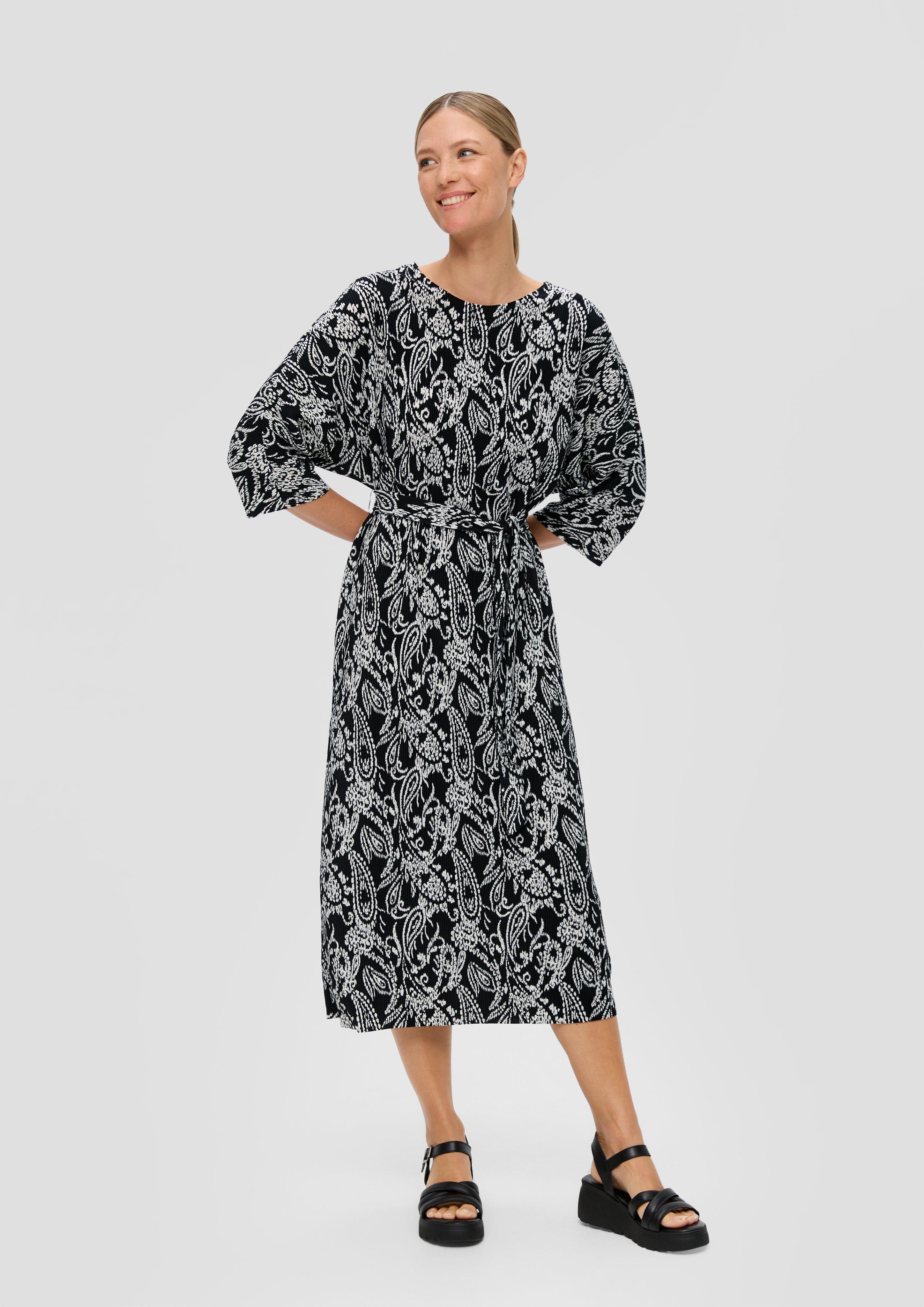 Midi dress with plissé pleats - mint | s.Oliver