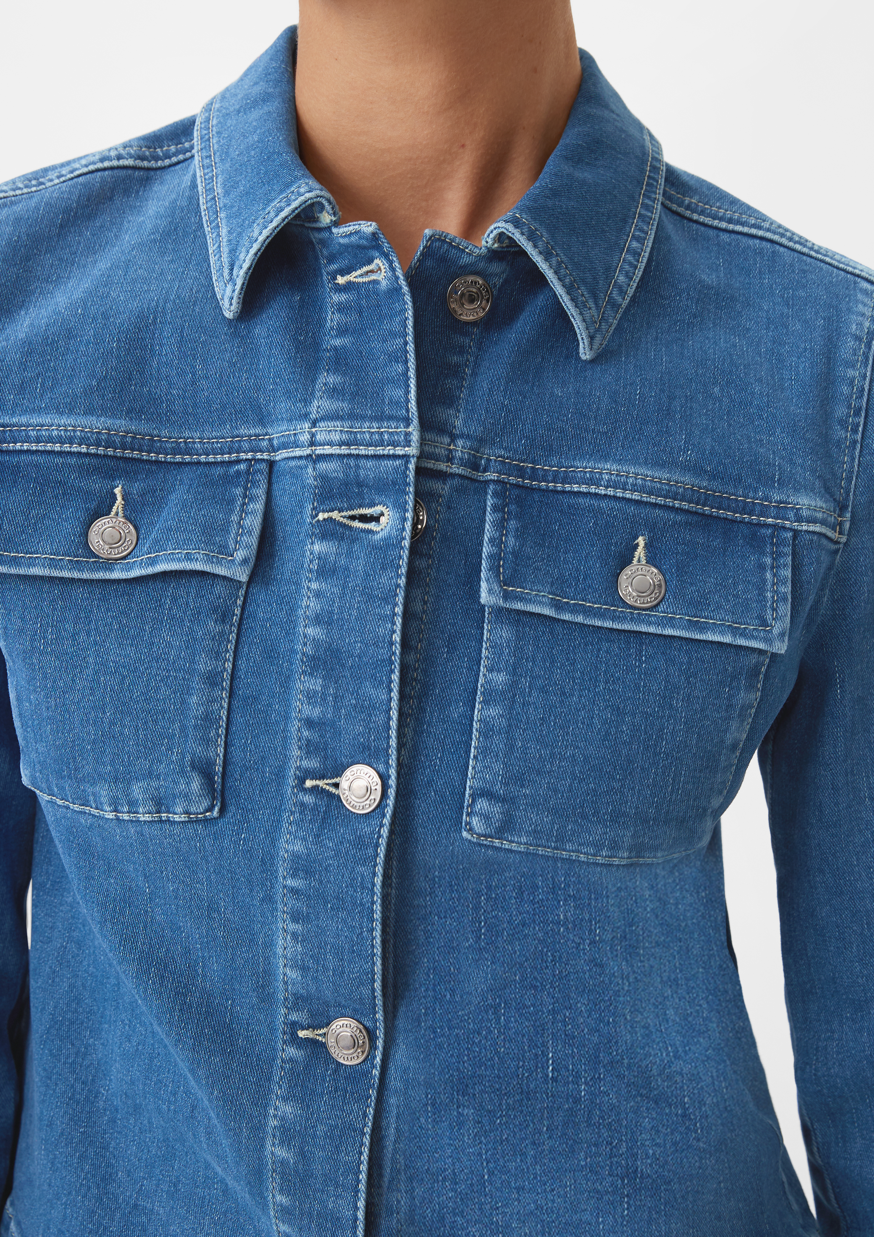 Cotton blend denim jacket - Blue | SCAYLE