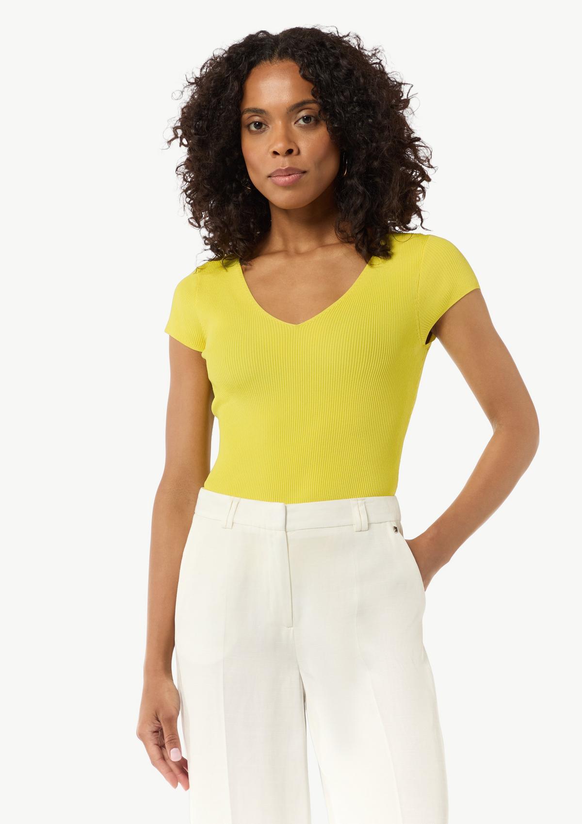 Rib knit top in a skinny fit - yellow | Comma
