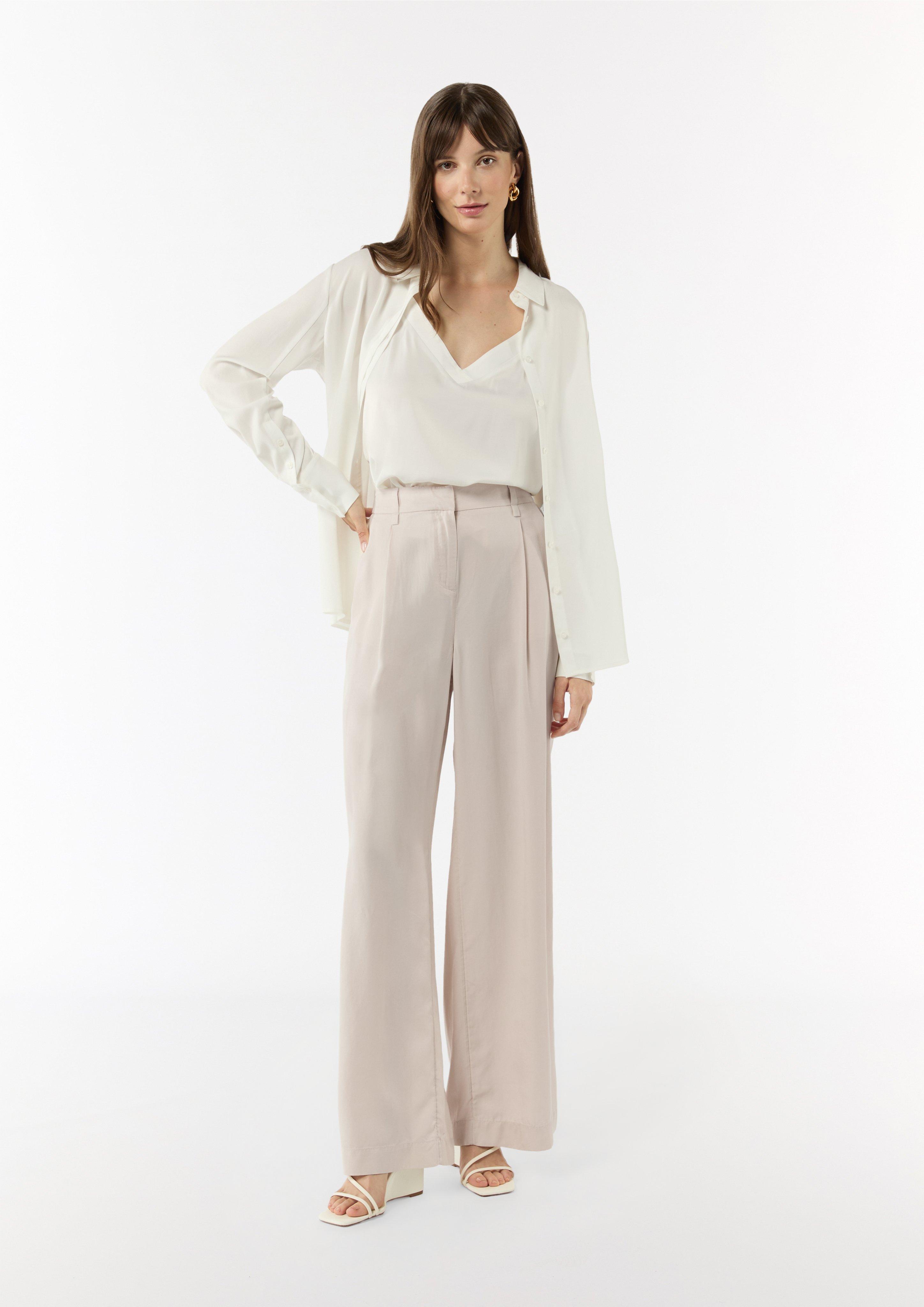 Wide-leg lyocell trousers with an elasticated waistband and mock ...