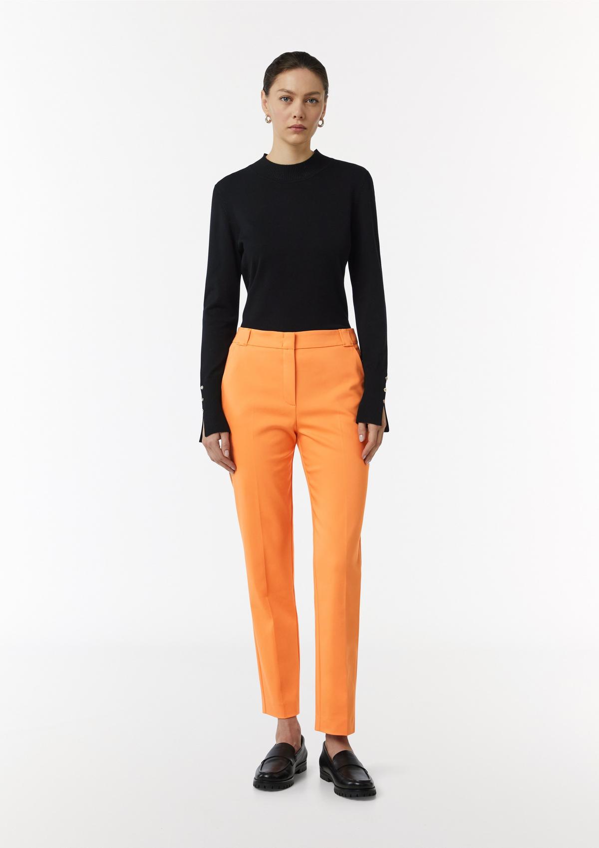 Slim Fit Trousers With Pressed Pleats Orange Comma