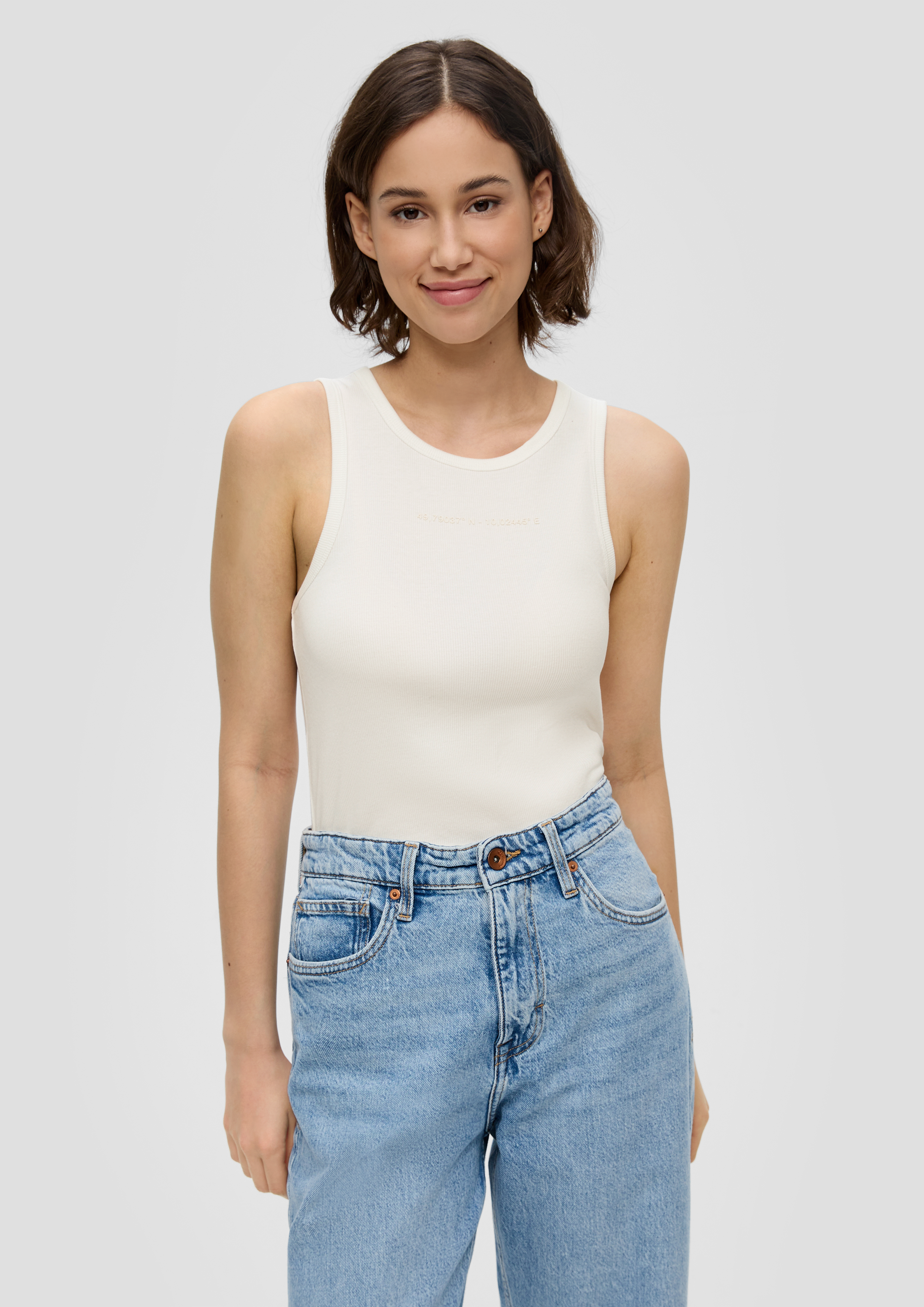 Ribbed tank top - white | s.Oliver