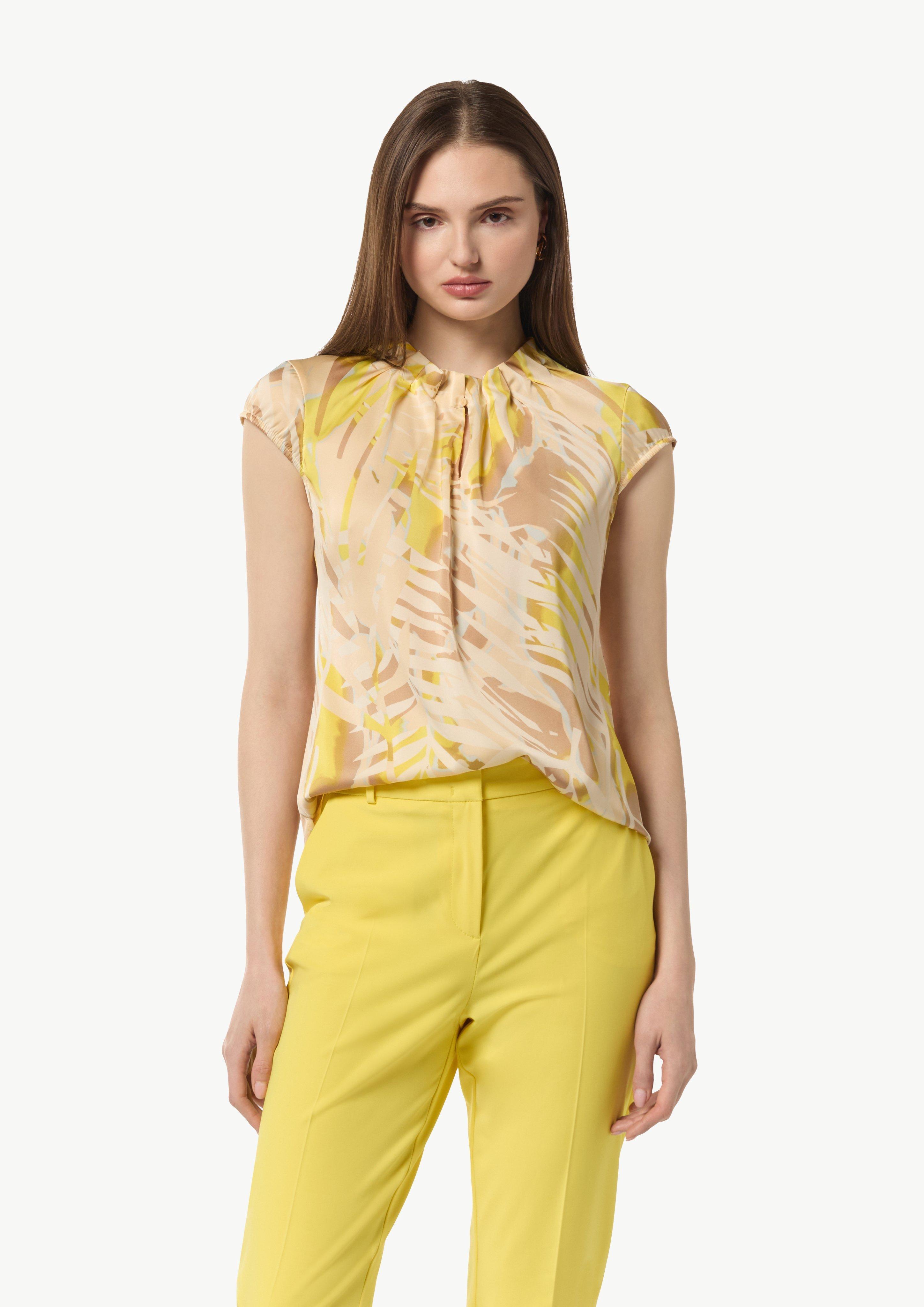 Satin blouse with cap sleeves - yellow | Comma