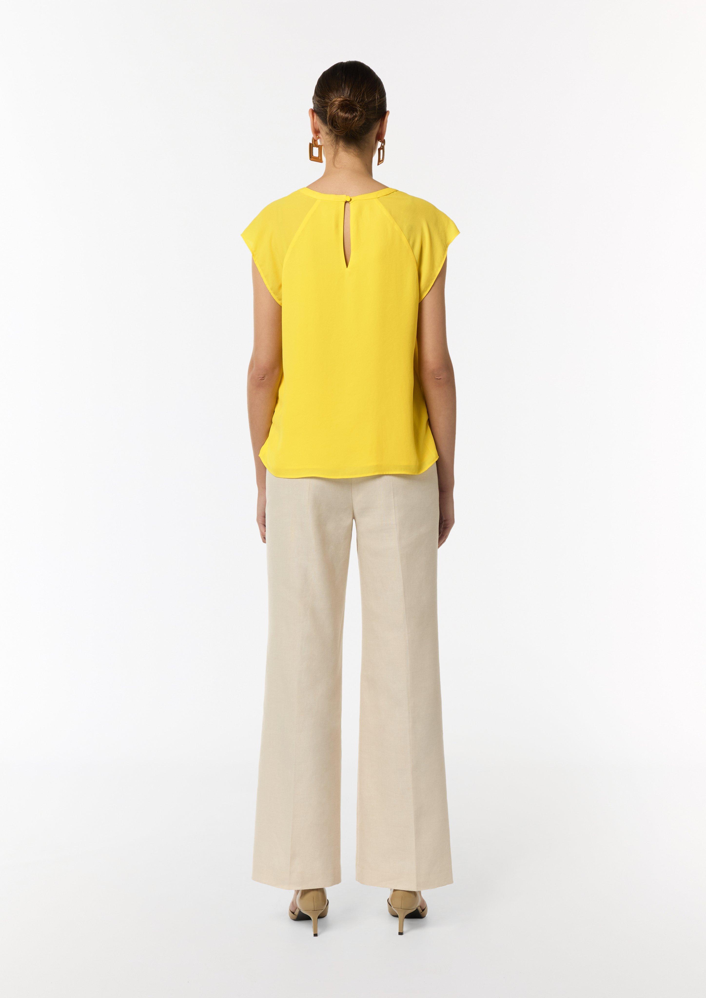 Chiffon blouse with cap sleeves - yellow | Comma