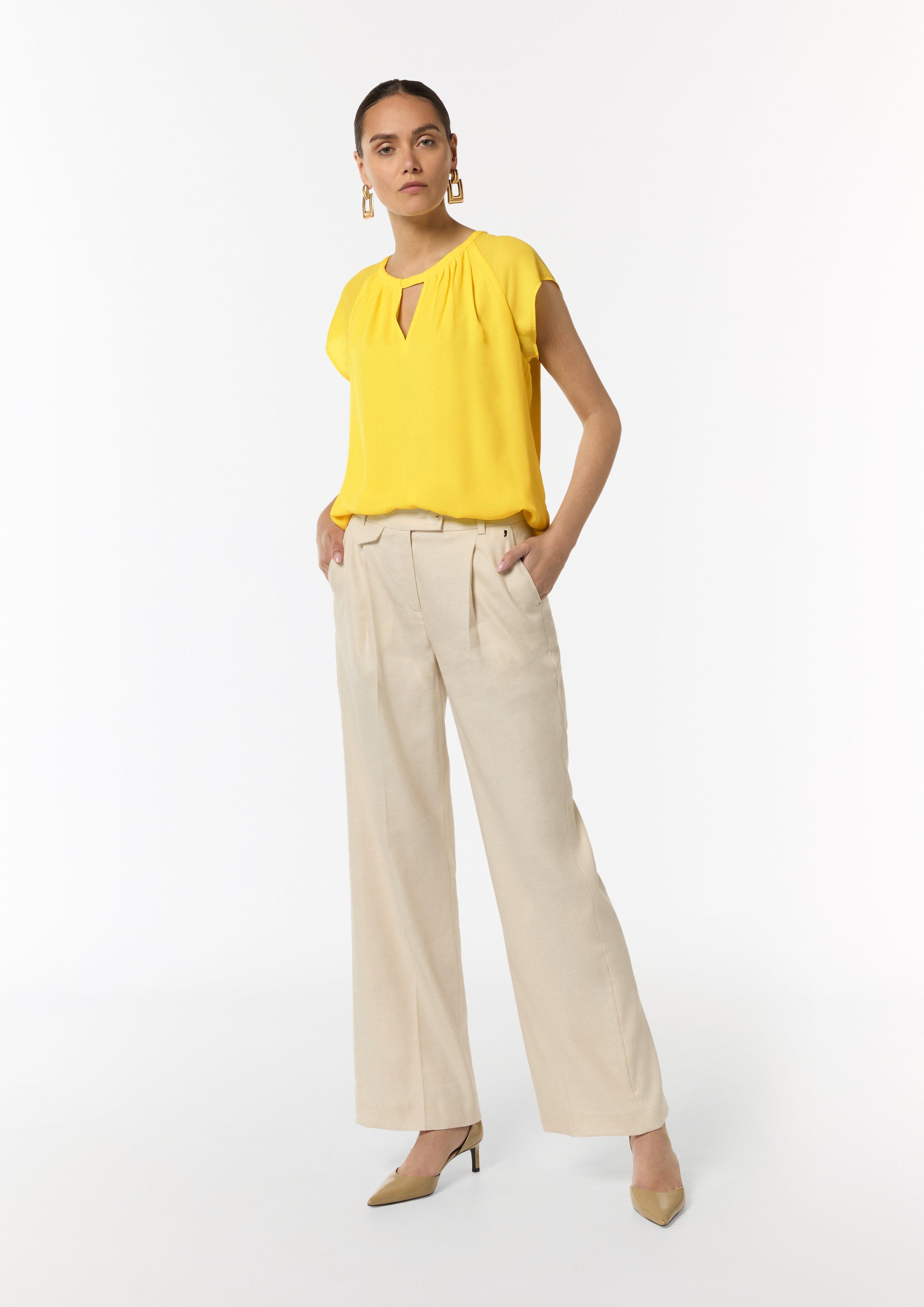 Chiffon blouse with cap sleeves - yellow | Comma
