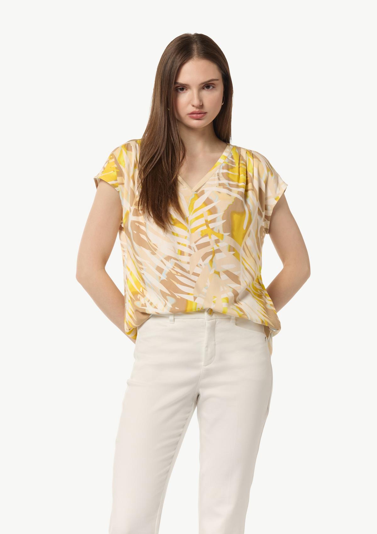 Blouse top with an all-over print - yellow | Comma