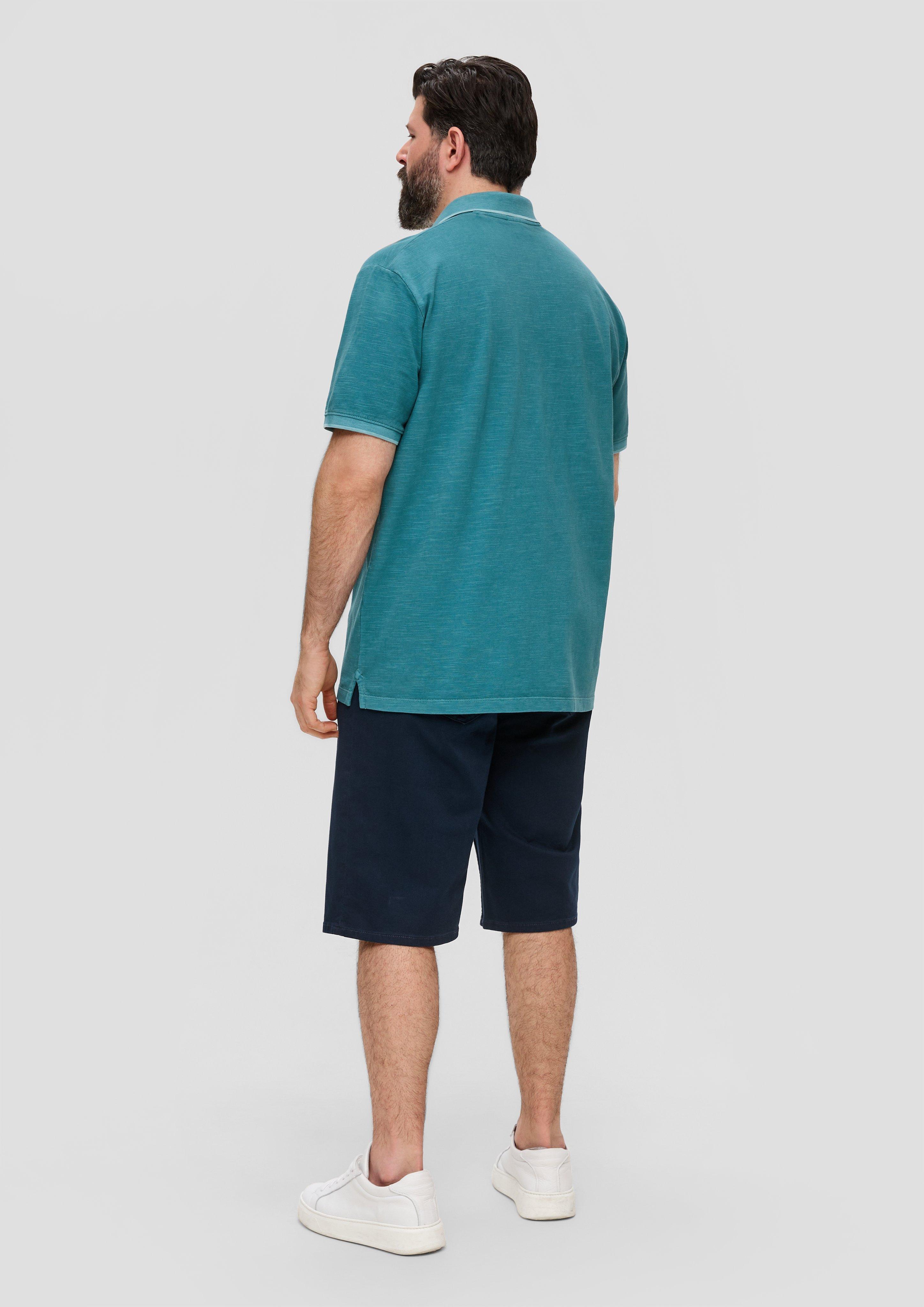 Polo shirt with a piqué texture and logo print - petrol | s.Oliver