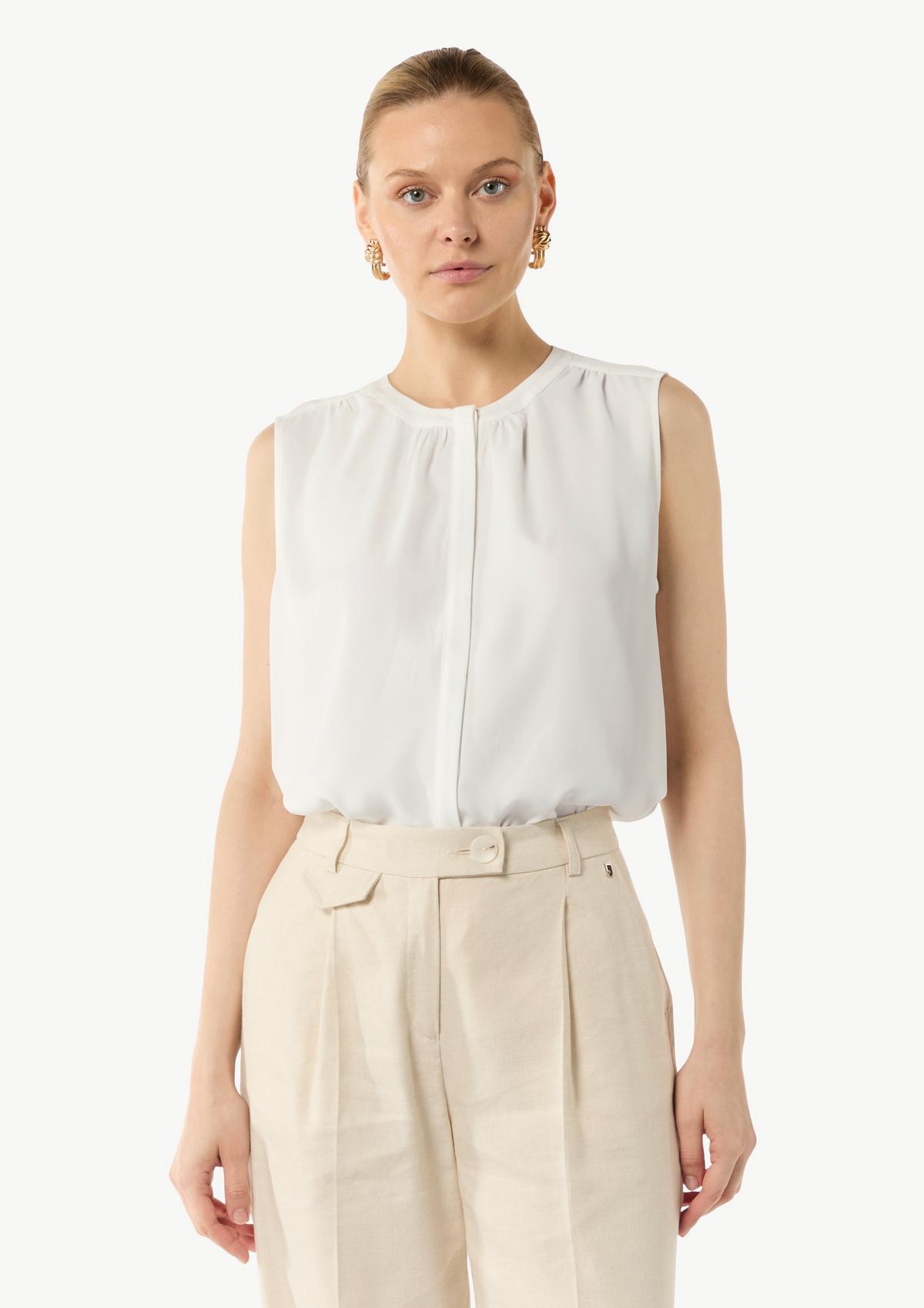 Flowing chiffon blouse with a button placket - white | Comma