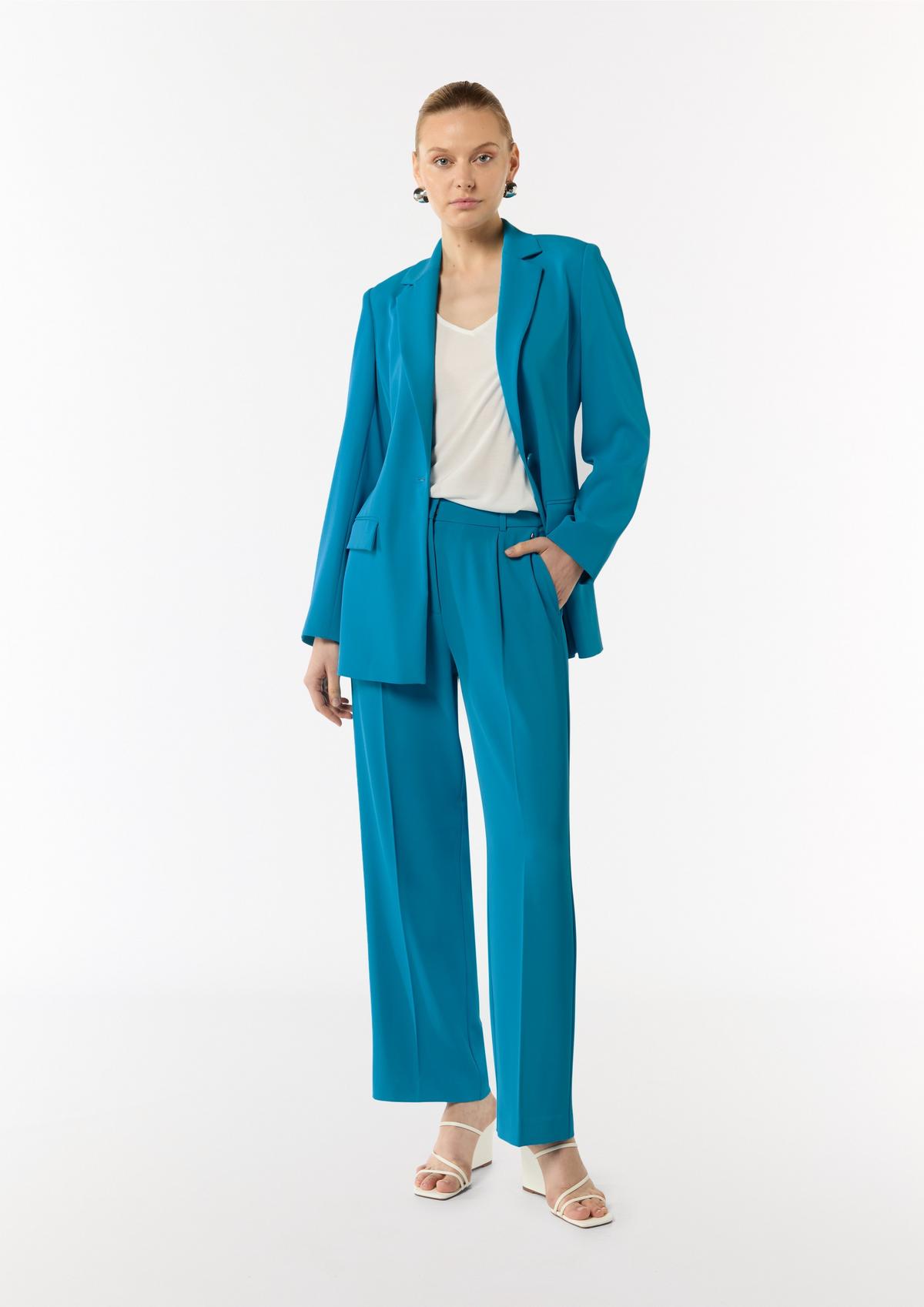 Flowing Wide Leg Trousers With Pressed Pleats Ocean Blue Comma