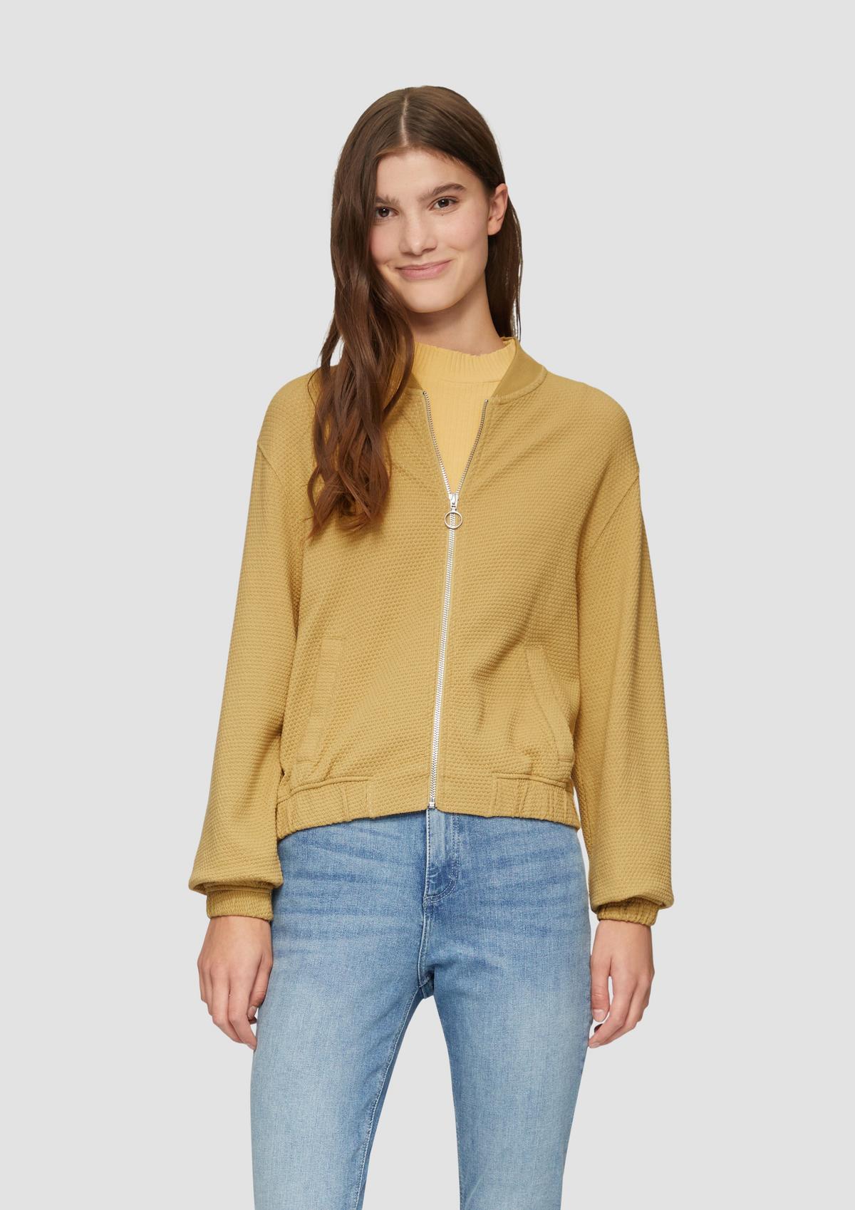 Textured sweatshirt jacket in a cotton blend - golden yellow | s.Oliver