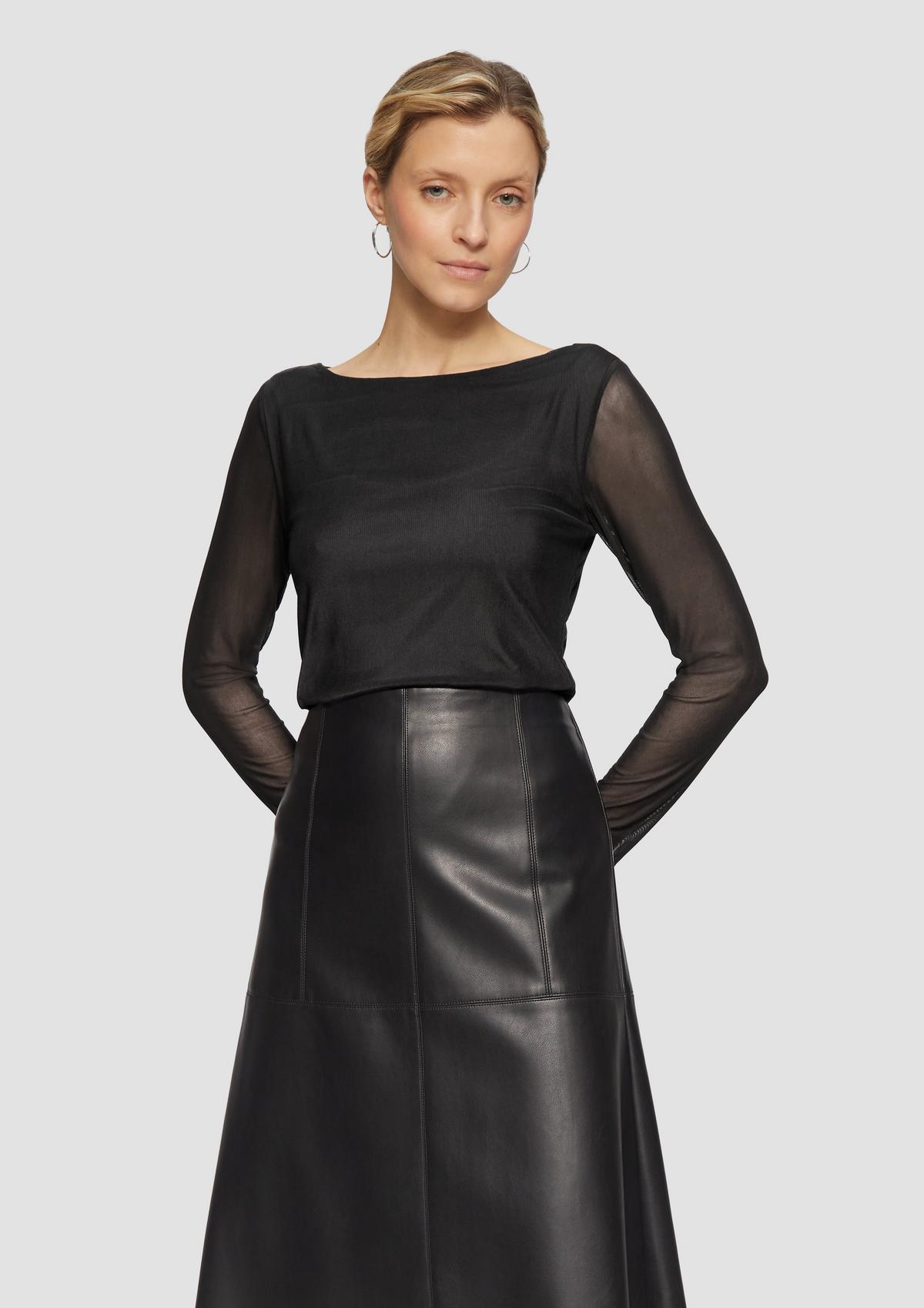 Mesh long sleeve top in a slim fit - black | s.Oliver