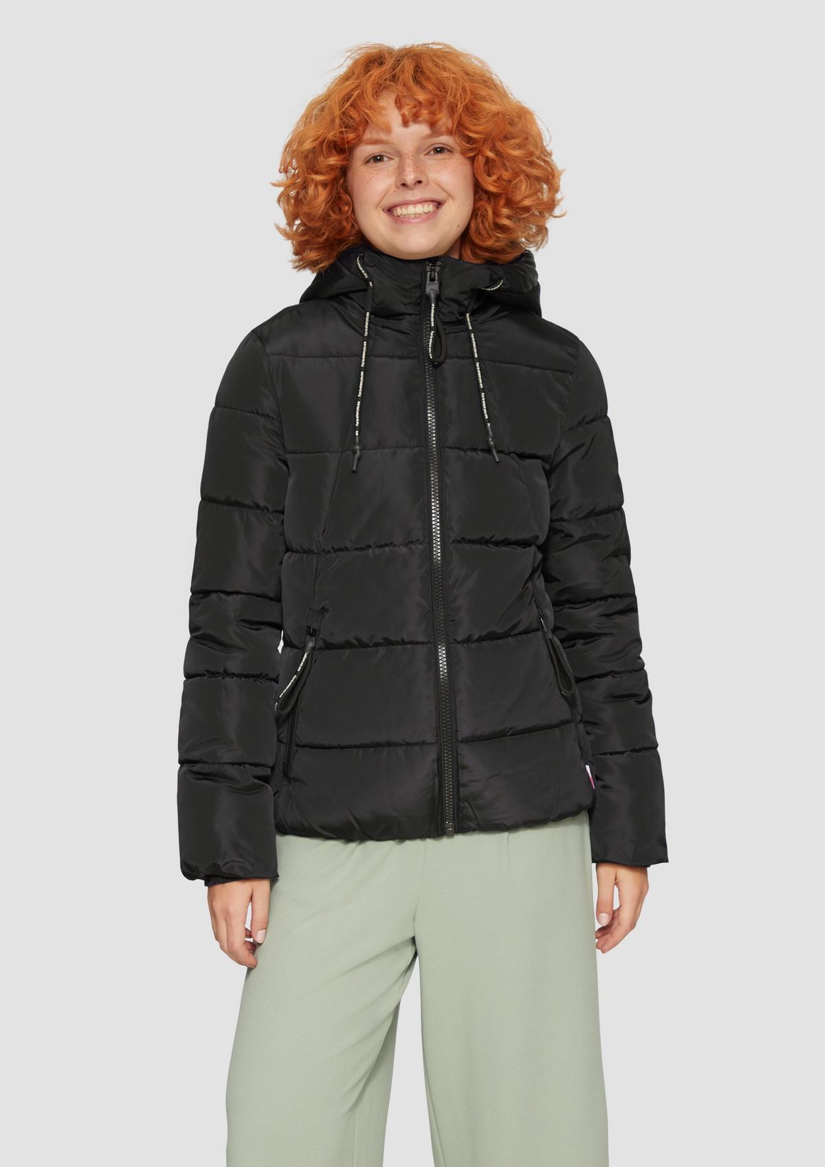 Padded quilted jacket with a hood - black | s.Oliver