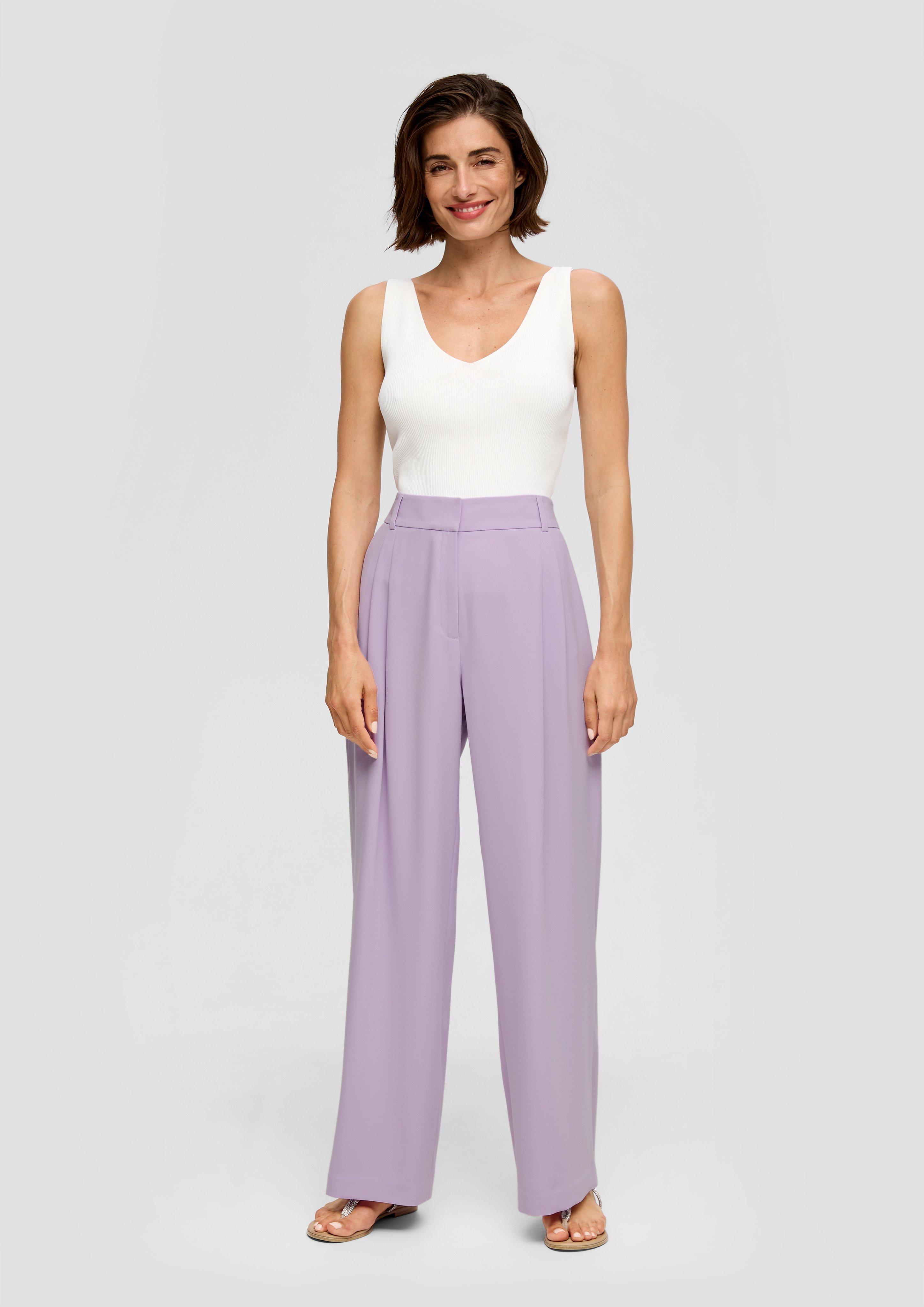 Relaxed: High-Rise-Hose mit Crêpestruktur - levandulová | s.Oliver