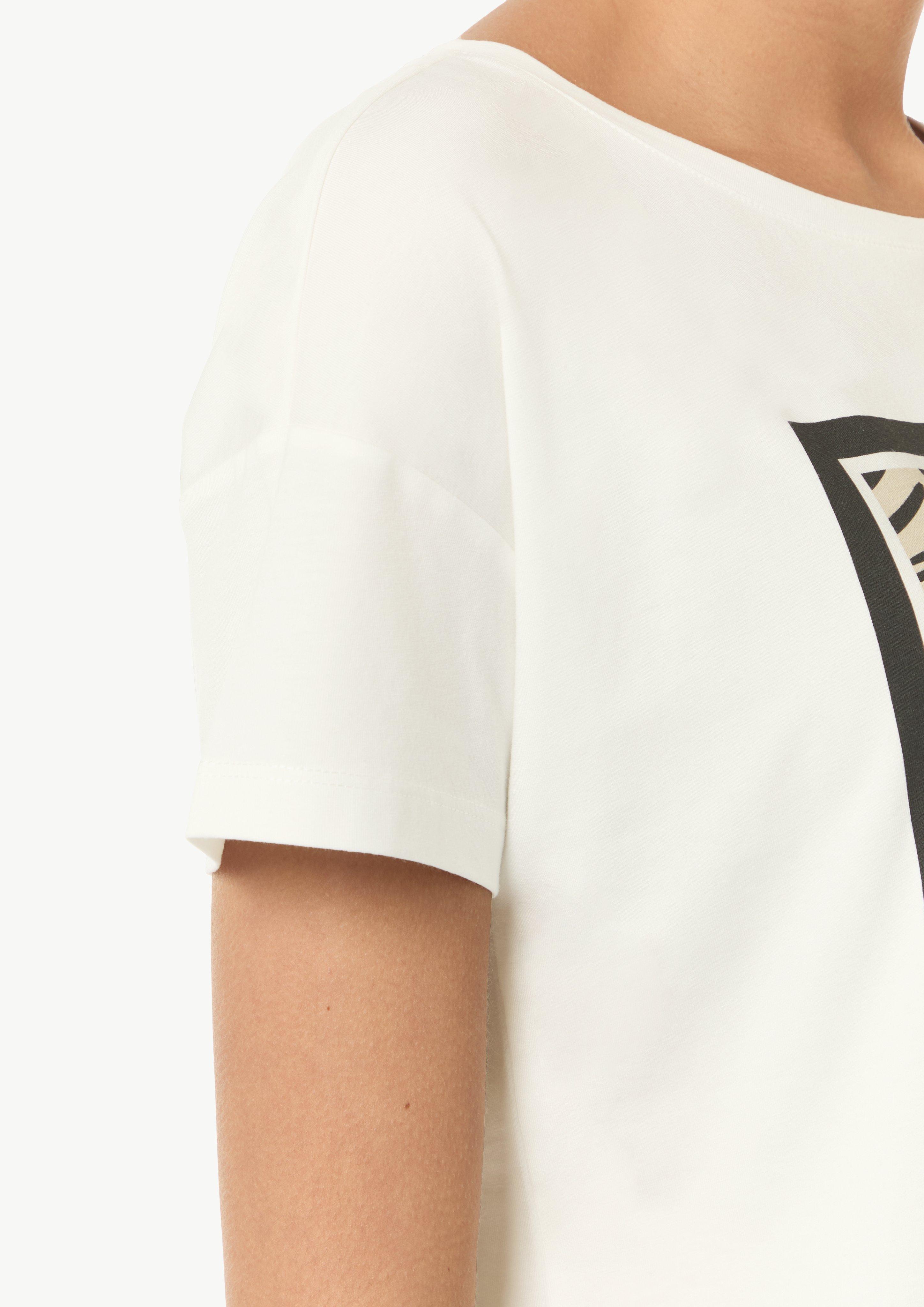 Boxy modal blend T-shirt with front print - white | Comma Boxy modal blend T-shirt with front print - white | Comma