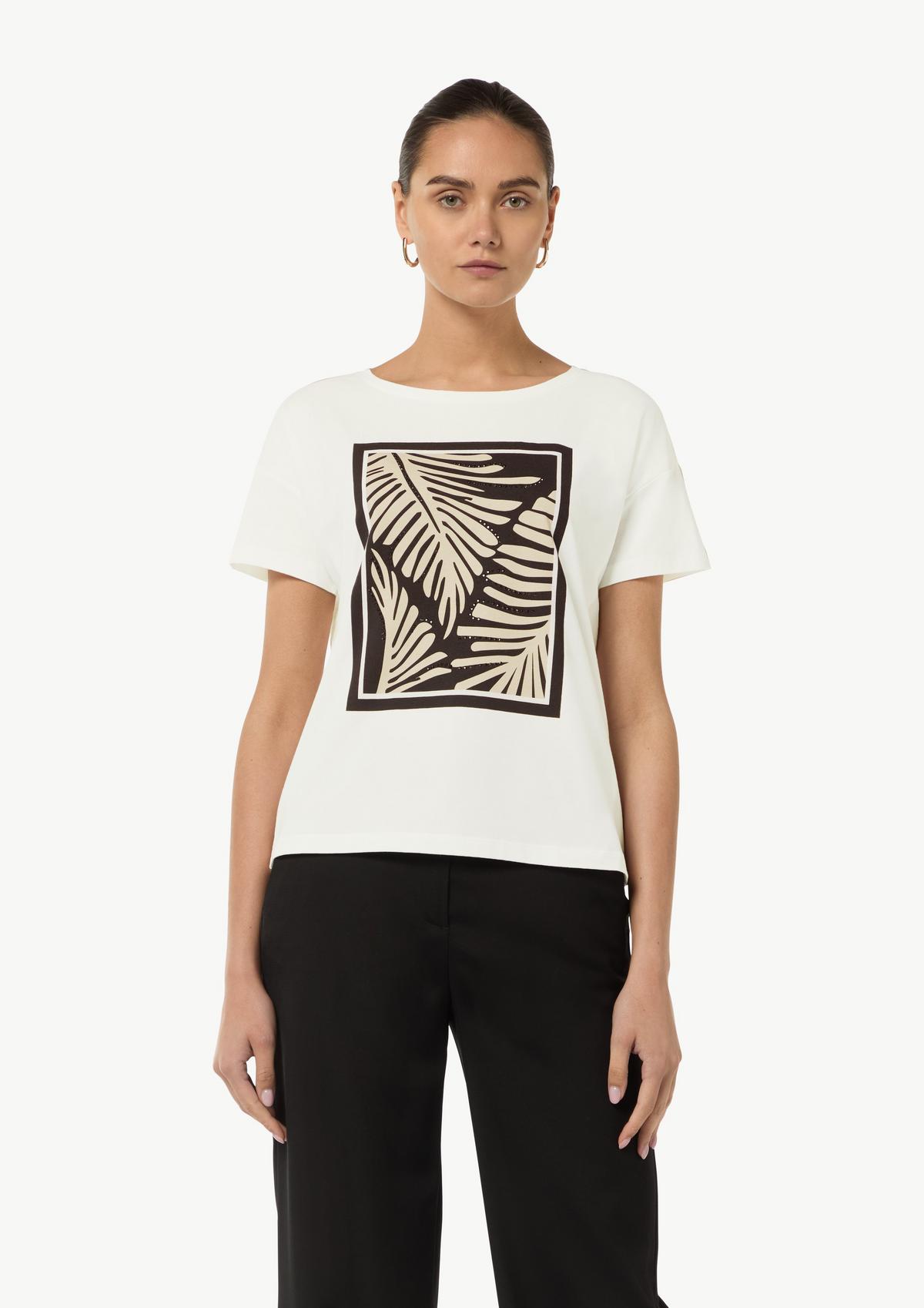 Boxy modal blend T-shirt with front print - white | Comma