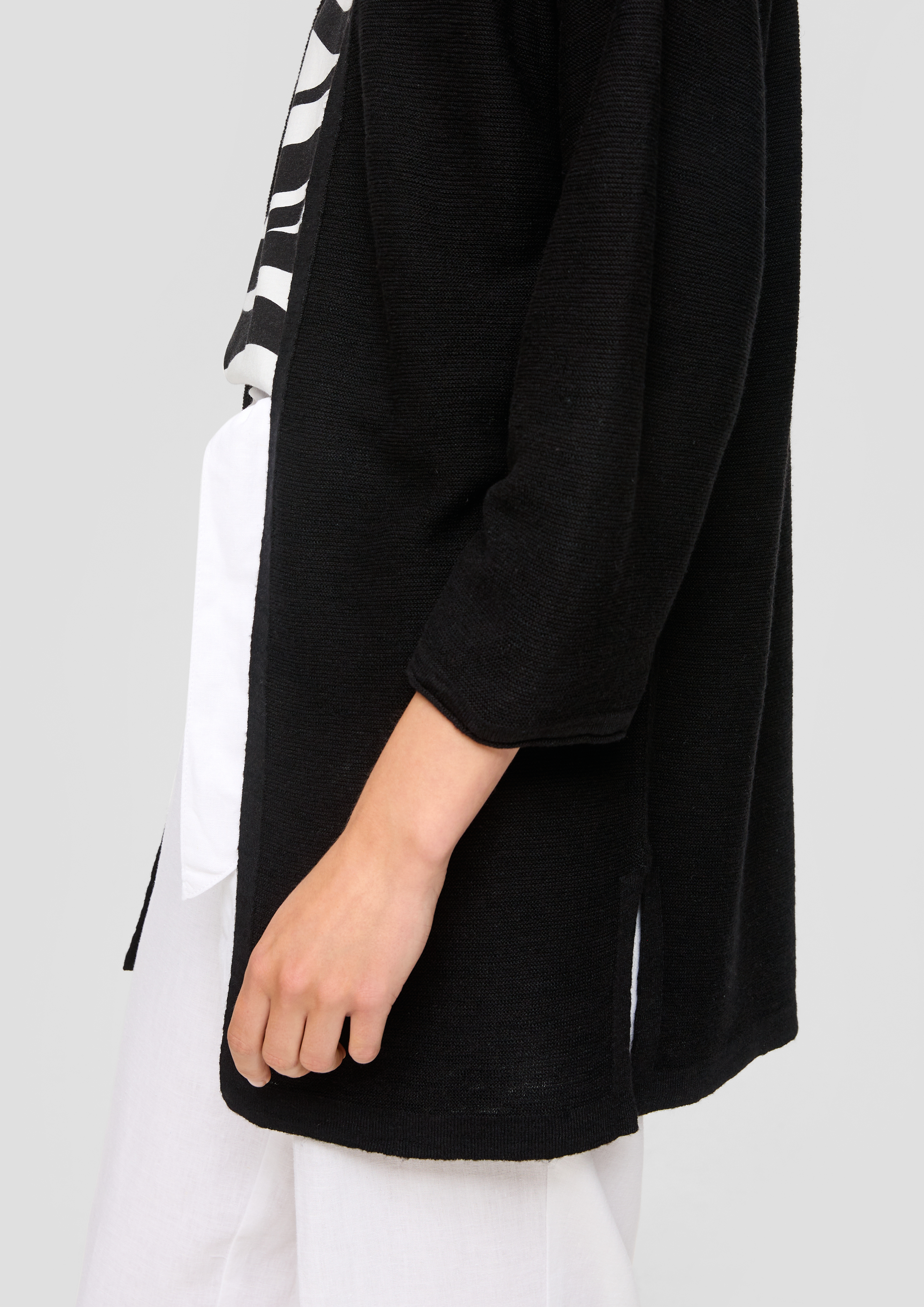 Long linen blend cardigan - beige | s.Oliver