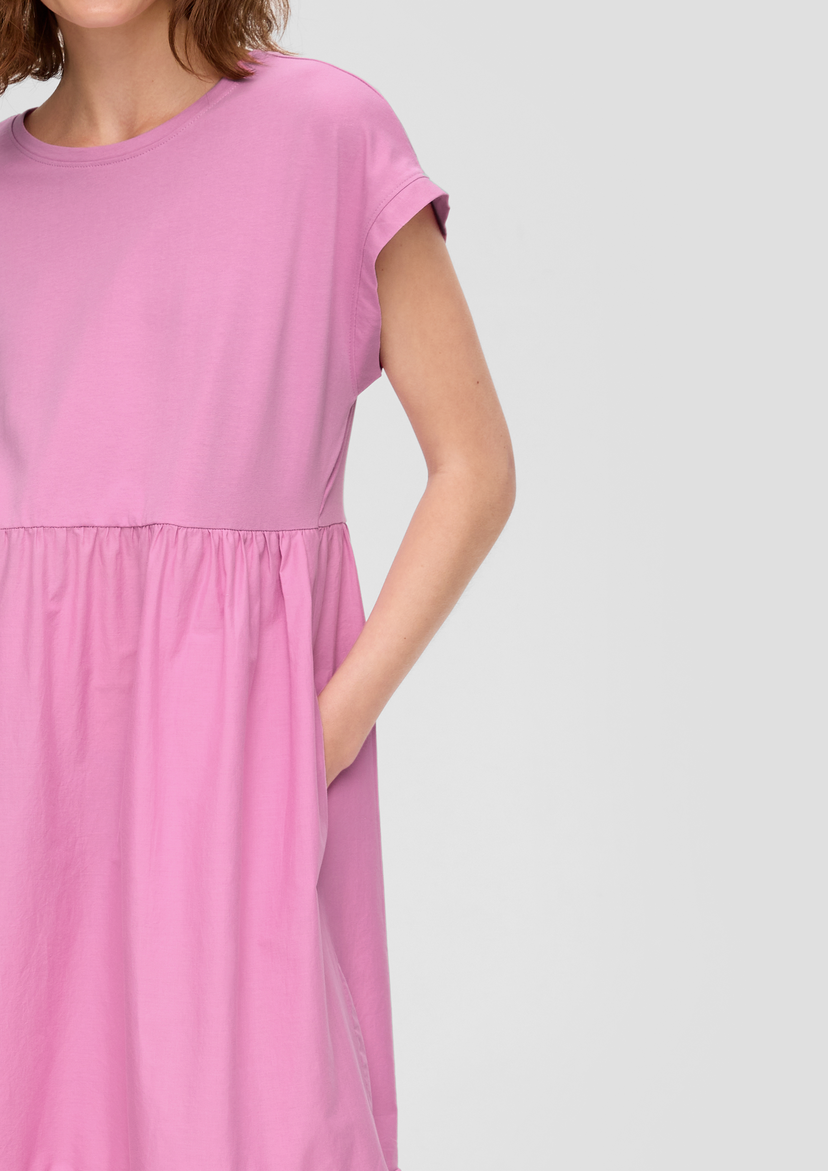 Relaxed fit airy cotton dress in a mix of materials - rose | s.Oliver