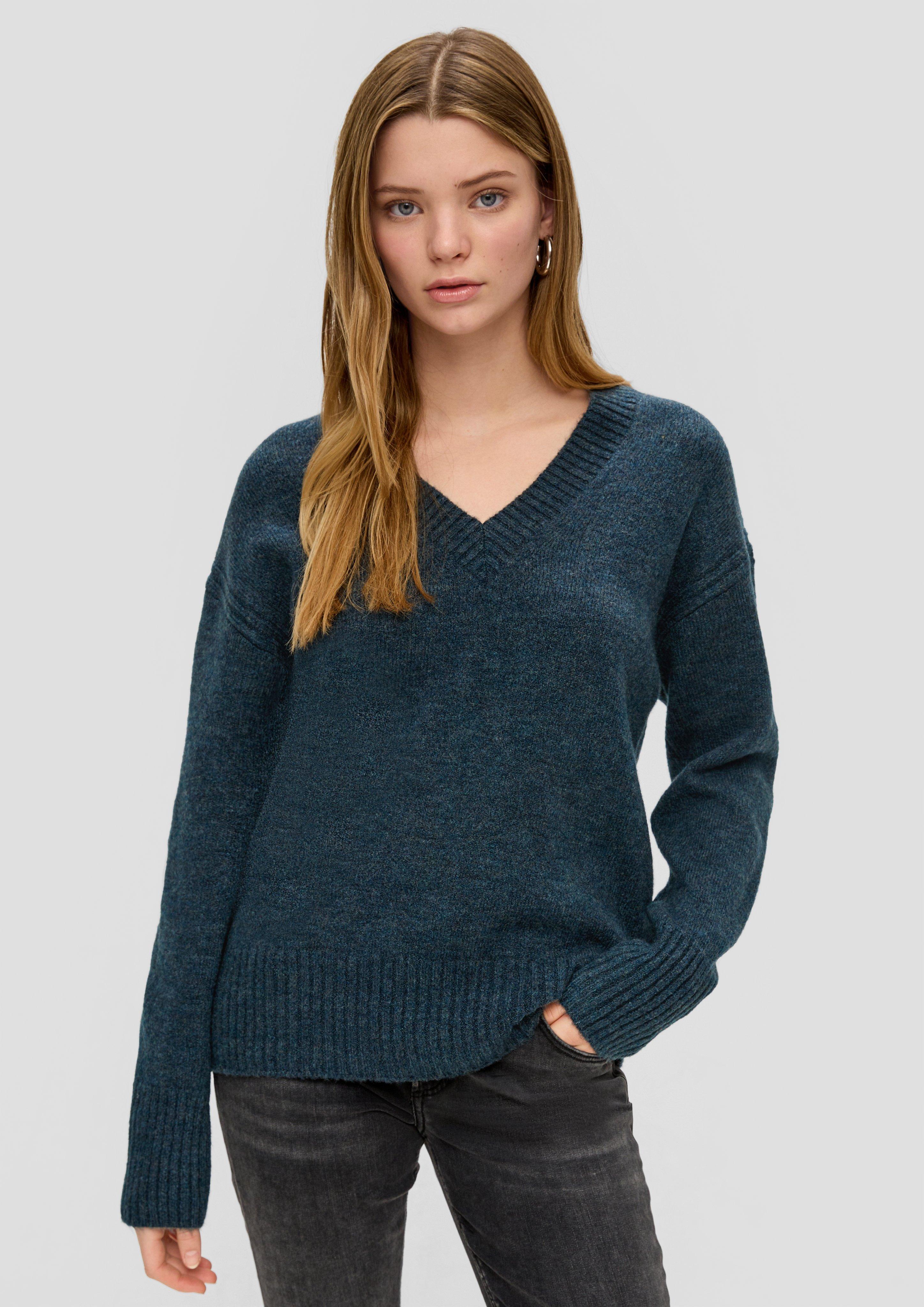 Strickpullover mit V-Ausschnitt - petrol | s.Oliver