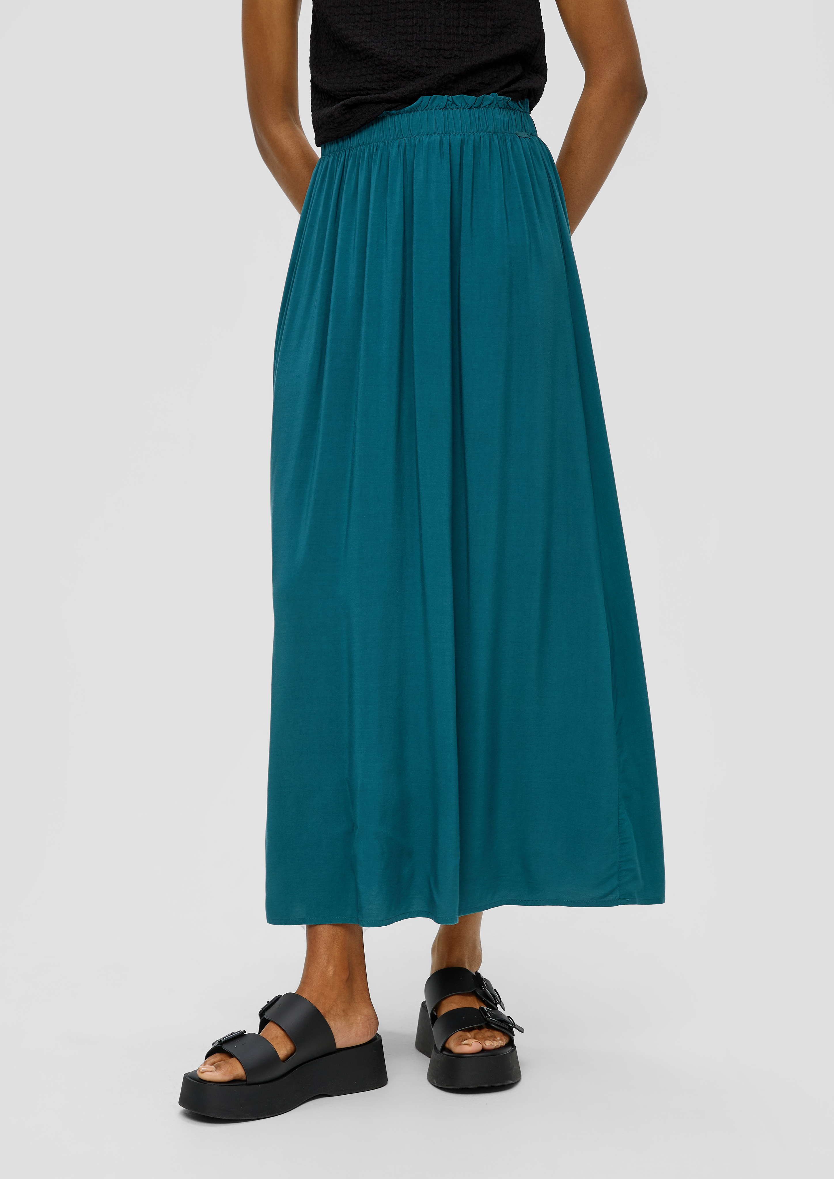 Midi-Rock aus Viskose - petrol | s.Oliver