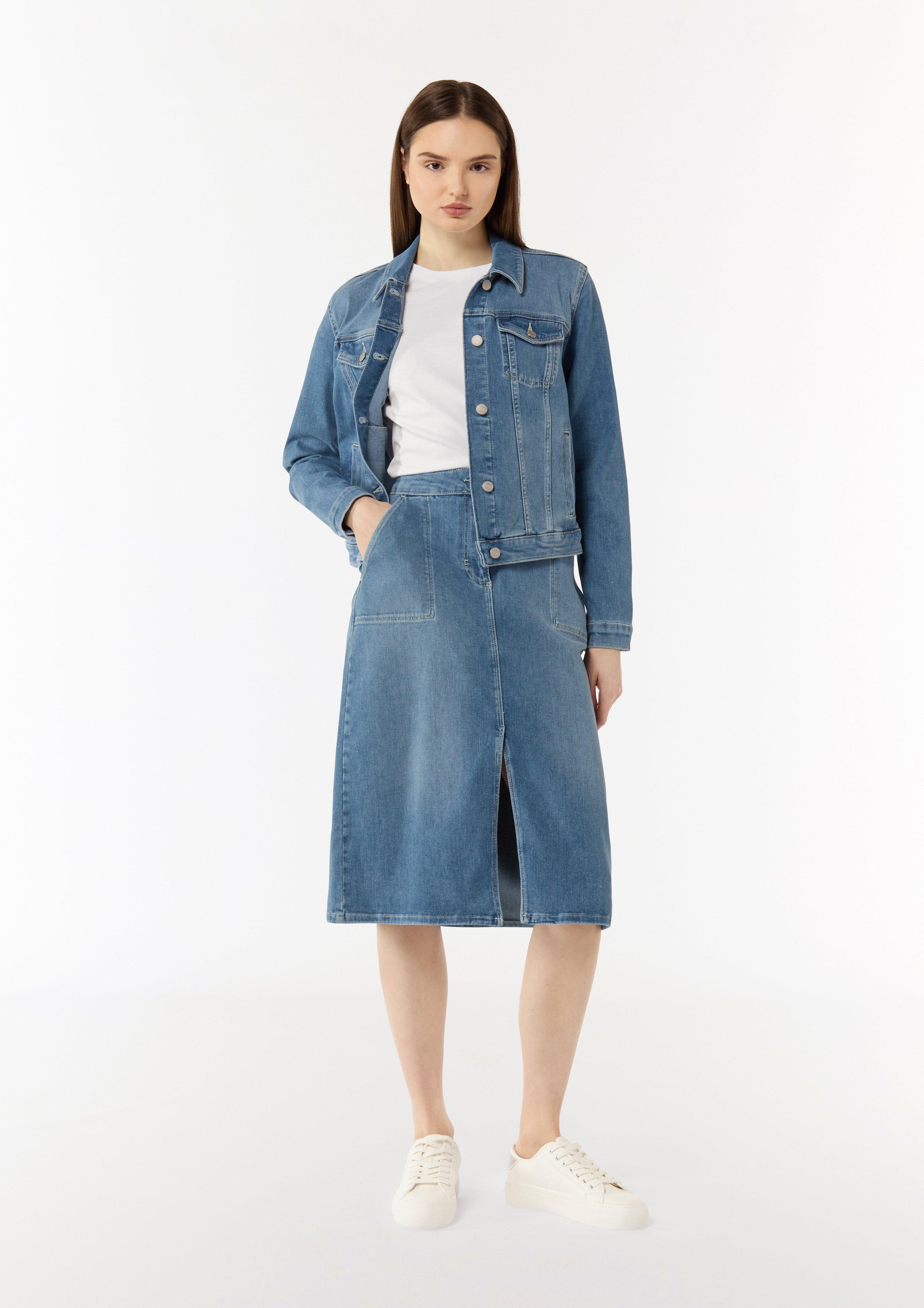 Cotton blend denim jacket - blue | Comma