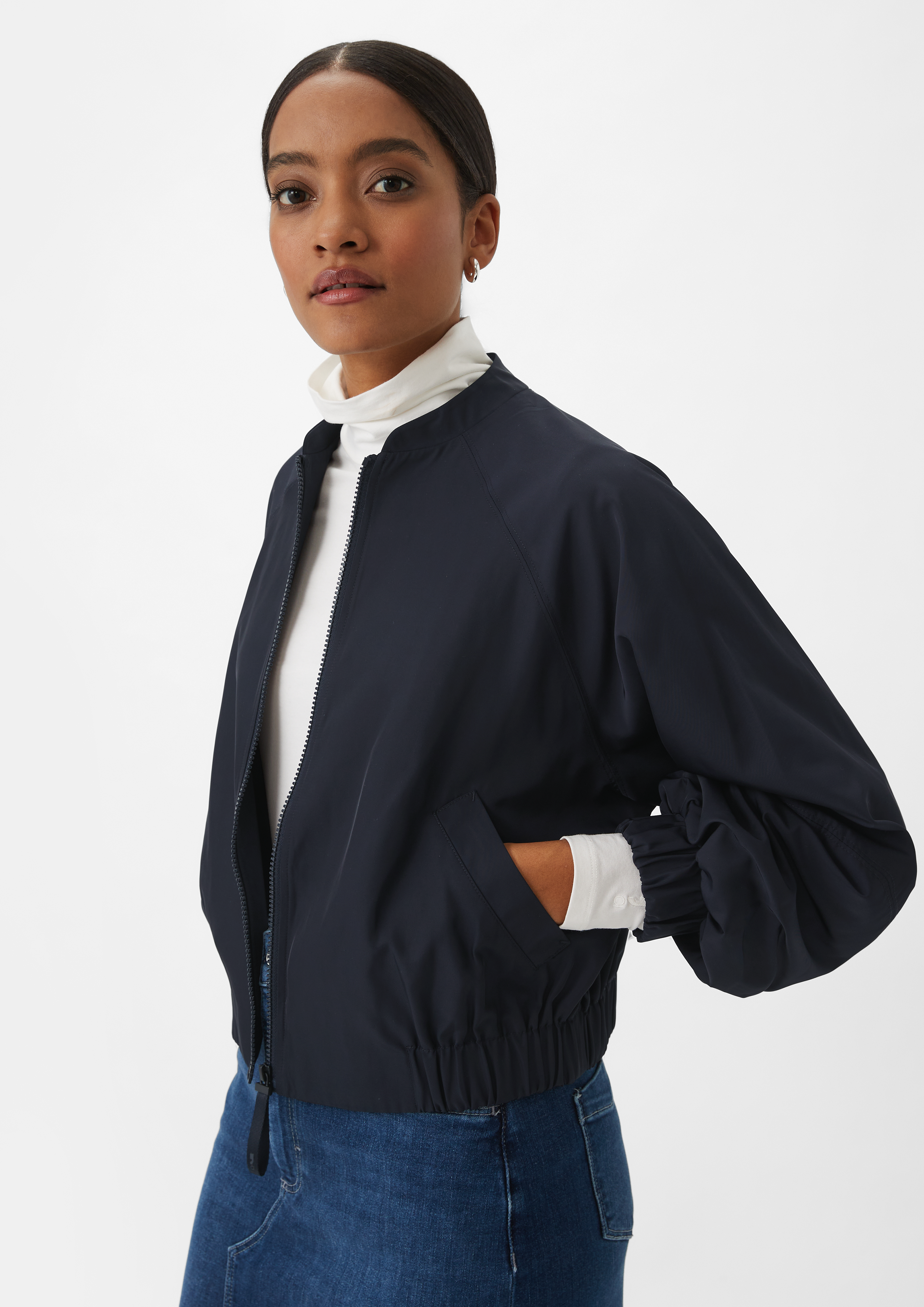 Cropped bomber jacket - navy | Comma