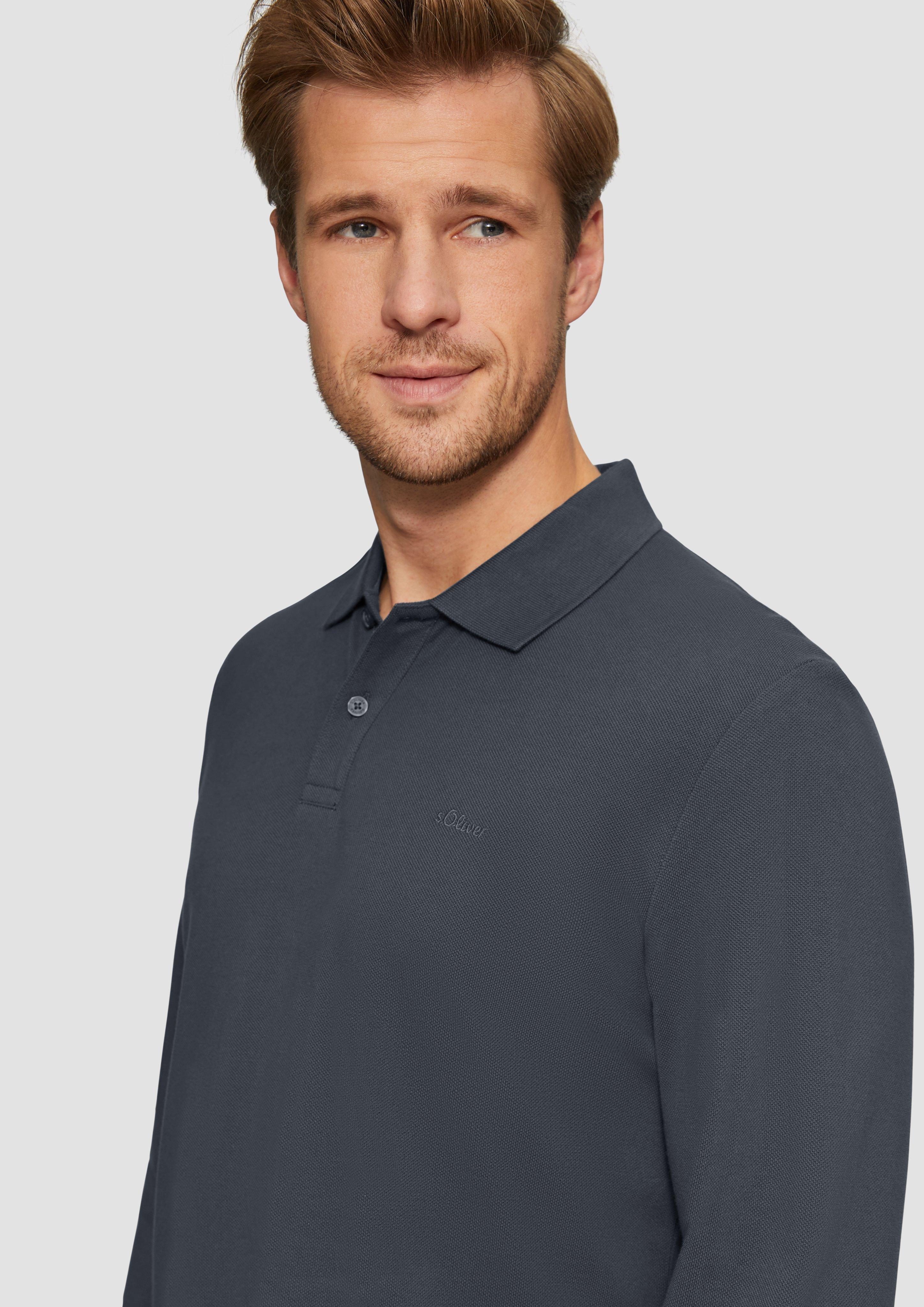 Piqué polo shirt with logo embroidery - slate grey | s.Oliver Piqué polo shirt with logo embroidery - slate grey | s.Oliver